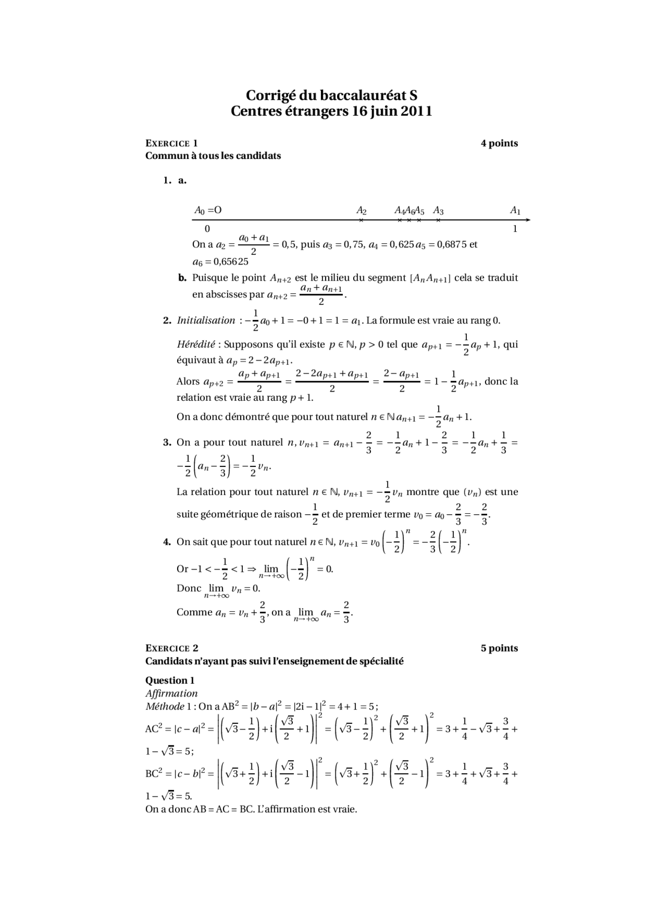 Corrigé Exercices Calcul Avancé 13 Docsity