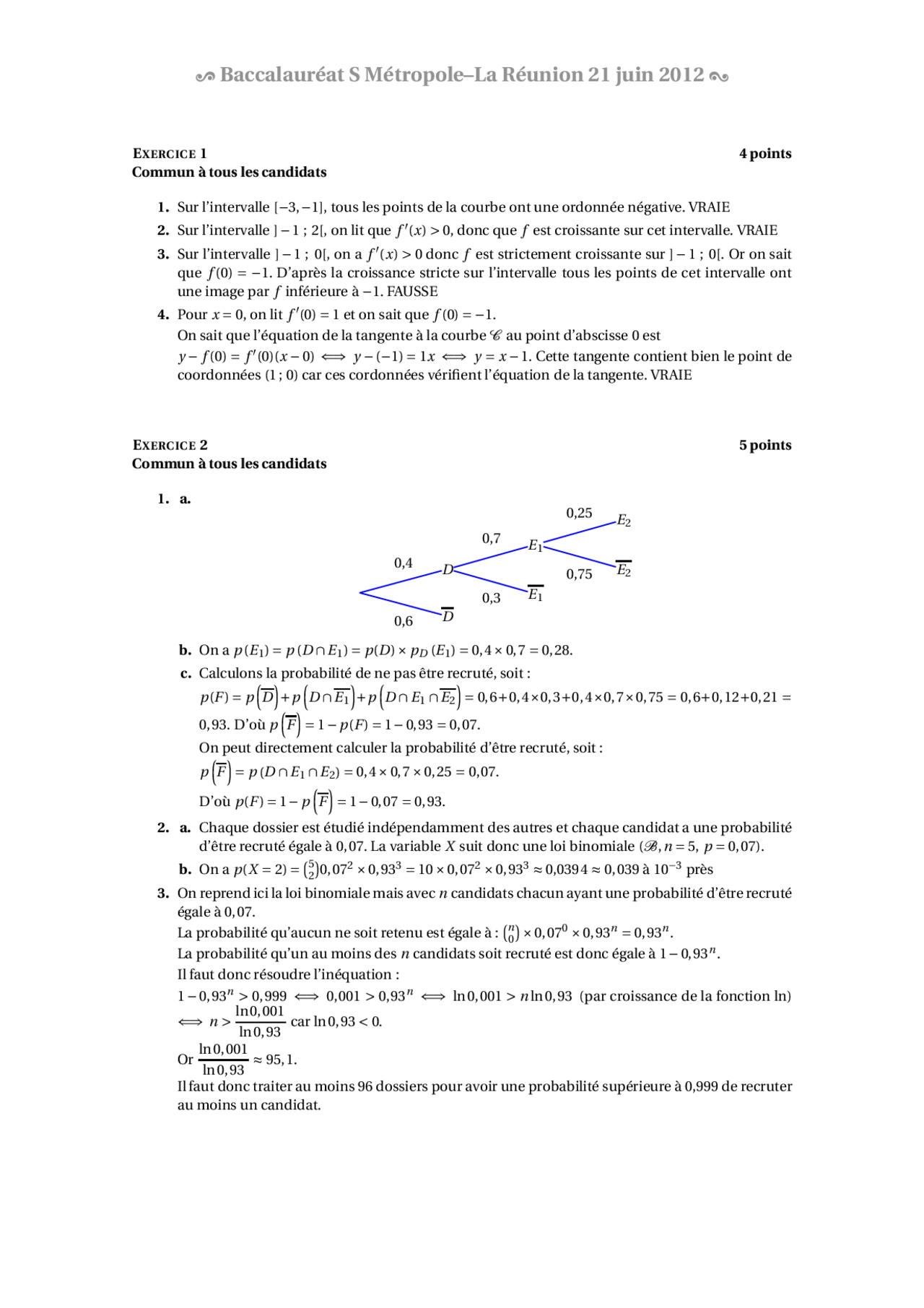 Algèbre Correction Des Exercices 14 Ejercicios Álgebra Lineal Docsity