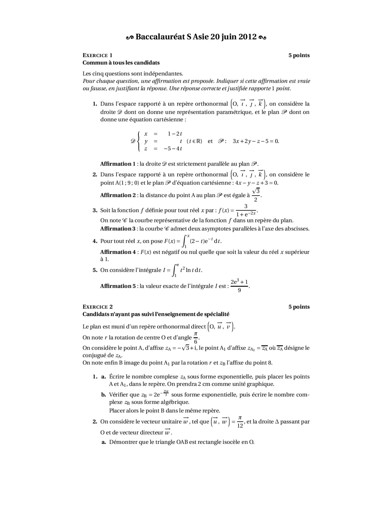 Algèbre Correction Des Exercices 7 Docsity