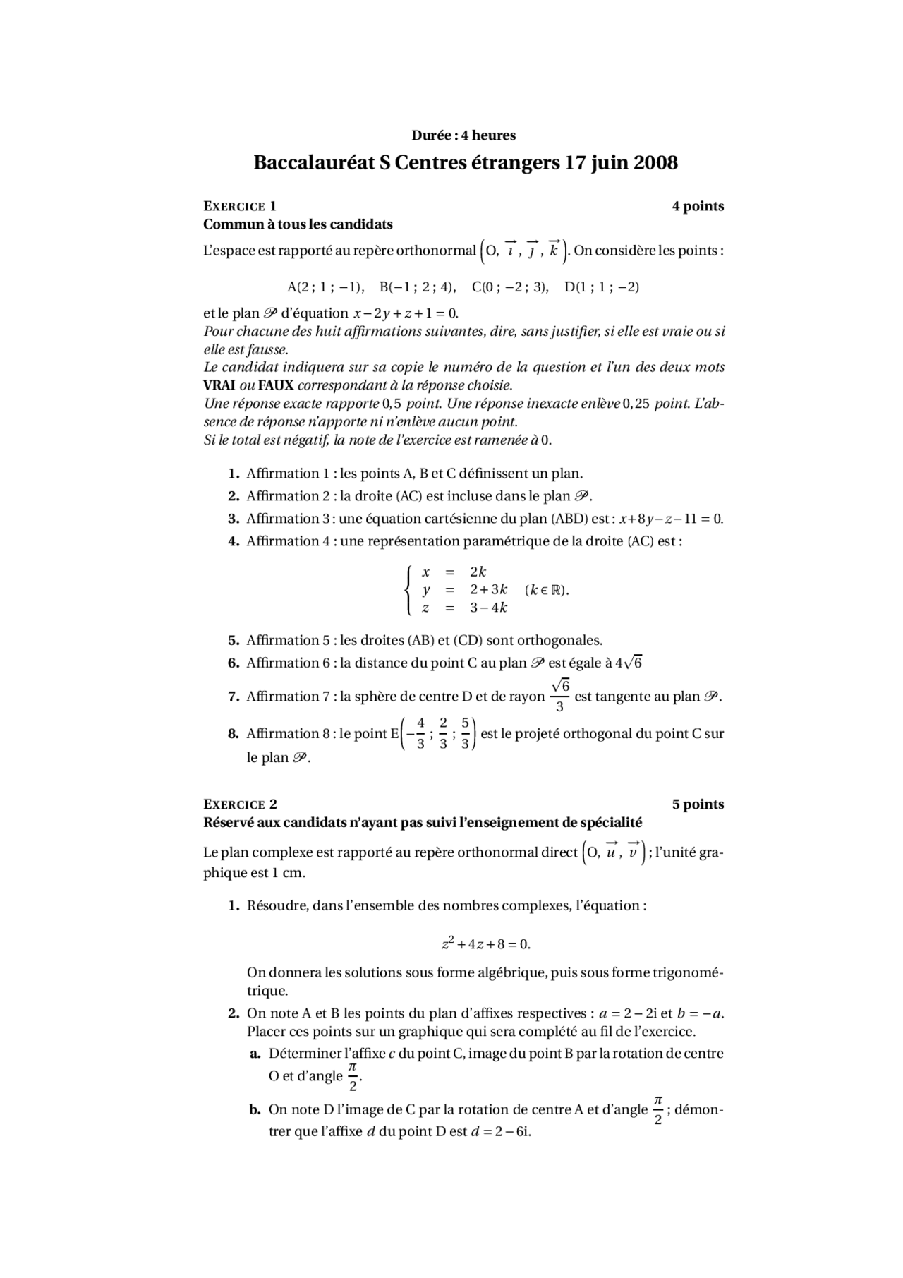 Série De Mathématique Correction 8 Docsity