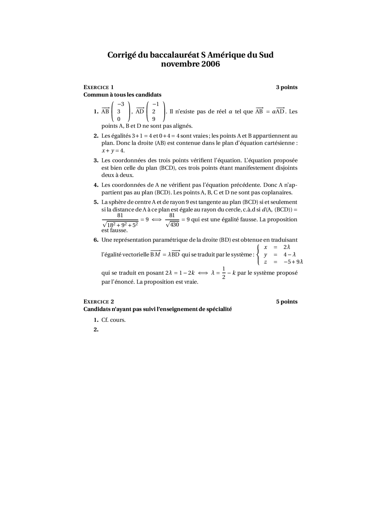 Corrigé Exercices De Géométrie 3 Docsity