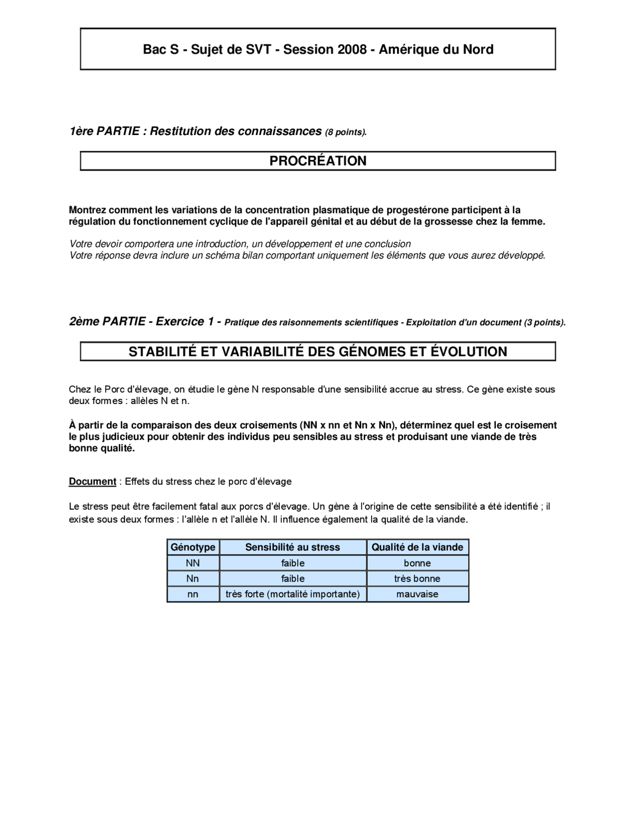 Biologie Exercice 5 Docsity