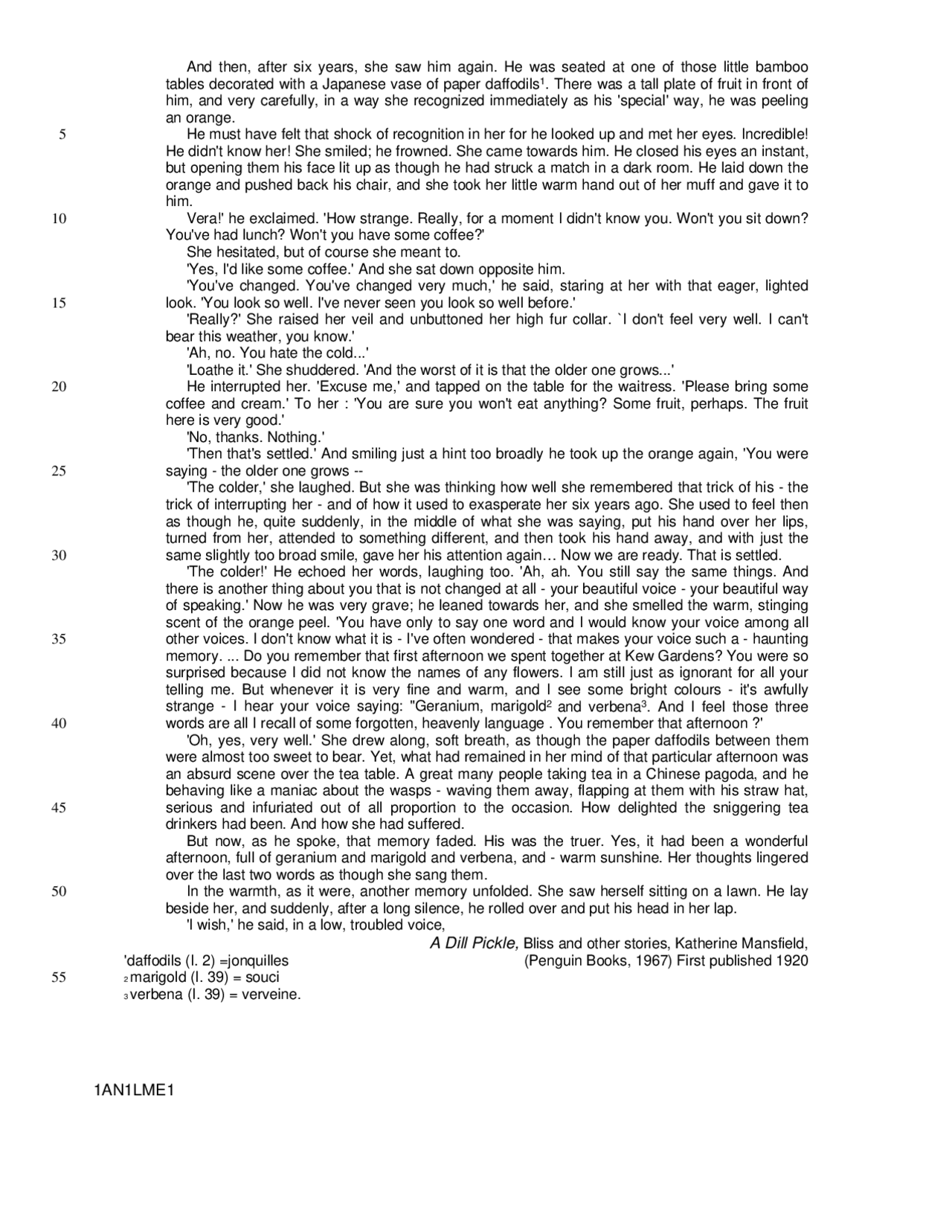 Langue Anglaise Examen 1 Docsity