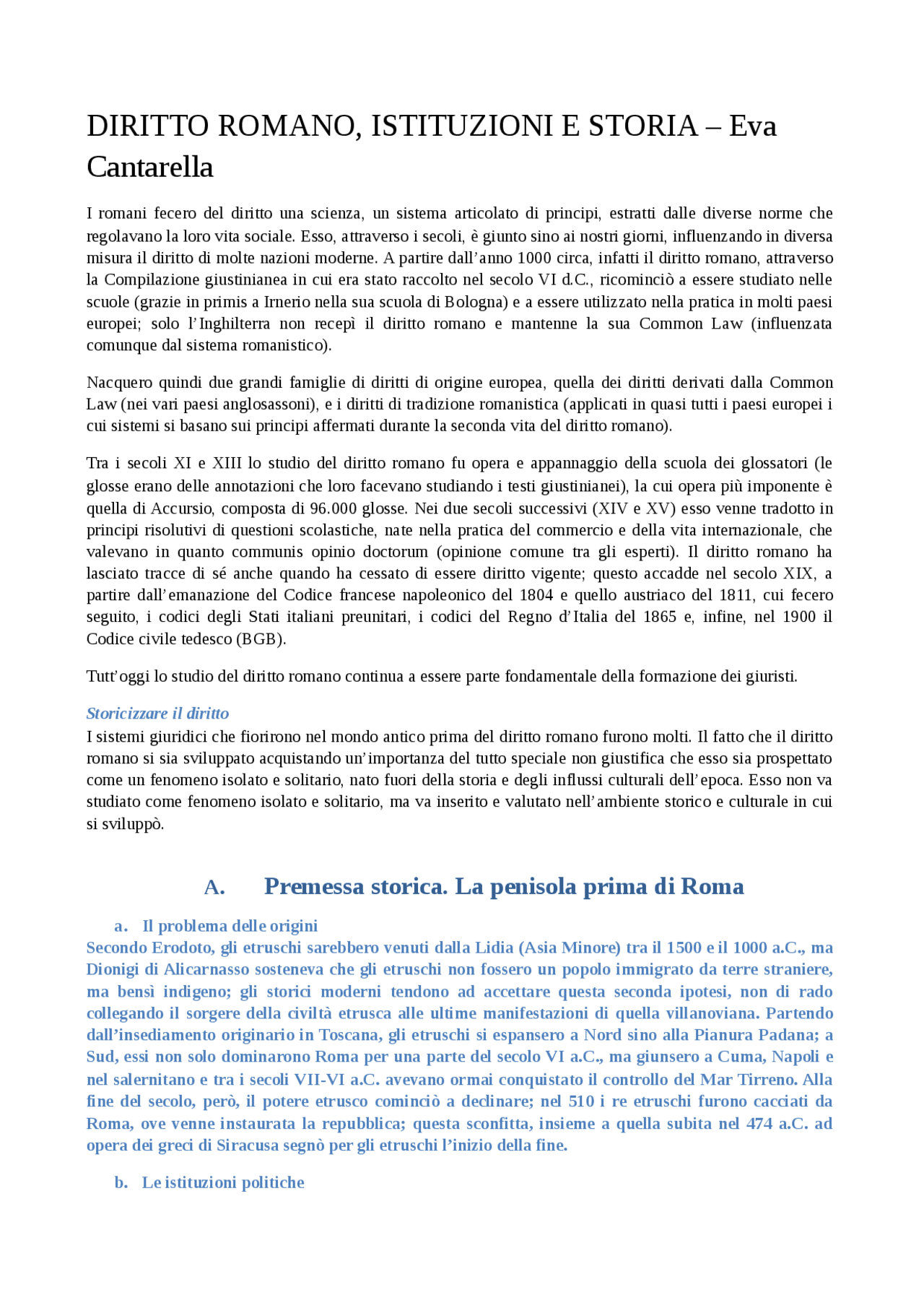 Diritto-romano,-Istituzioni-e-Storia - Eva-Cantarella - Docsity