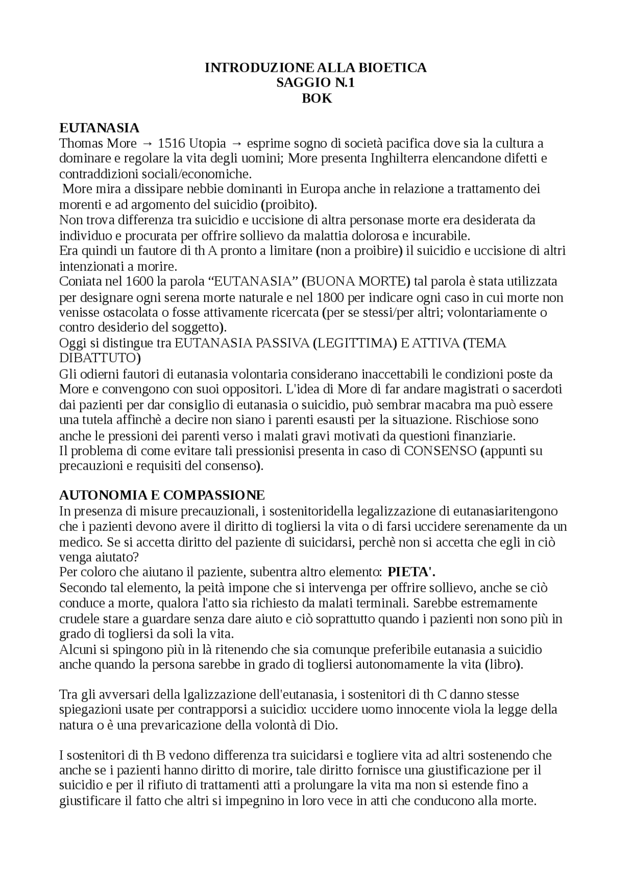 Riasuntti Bioetica Docsity