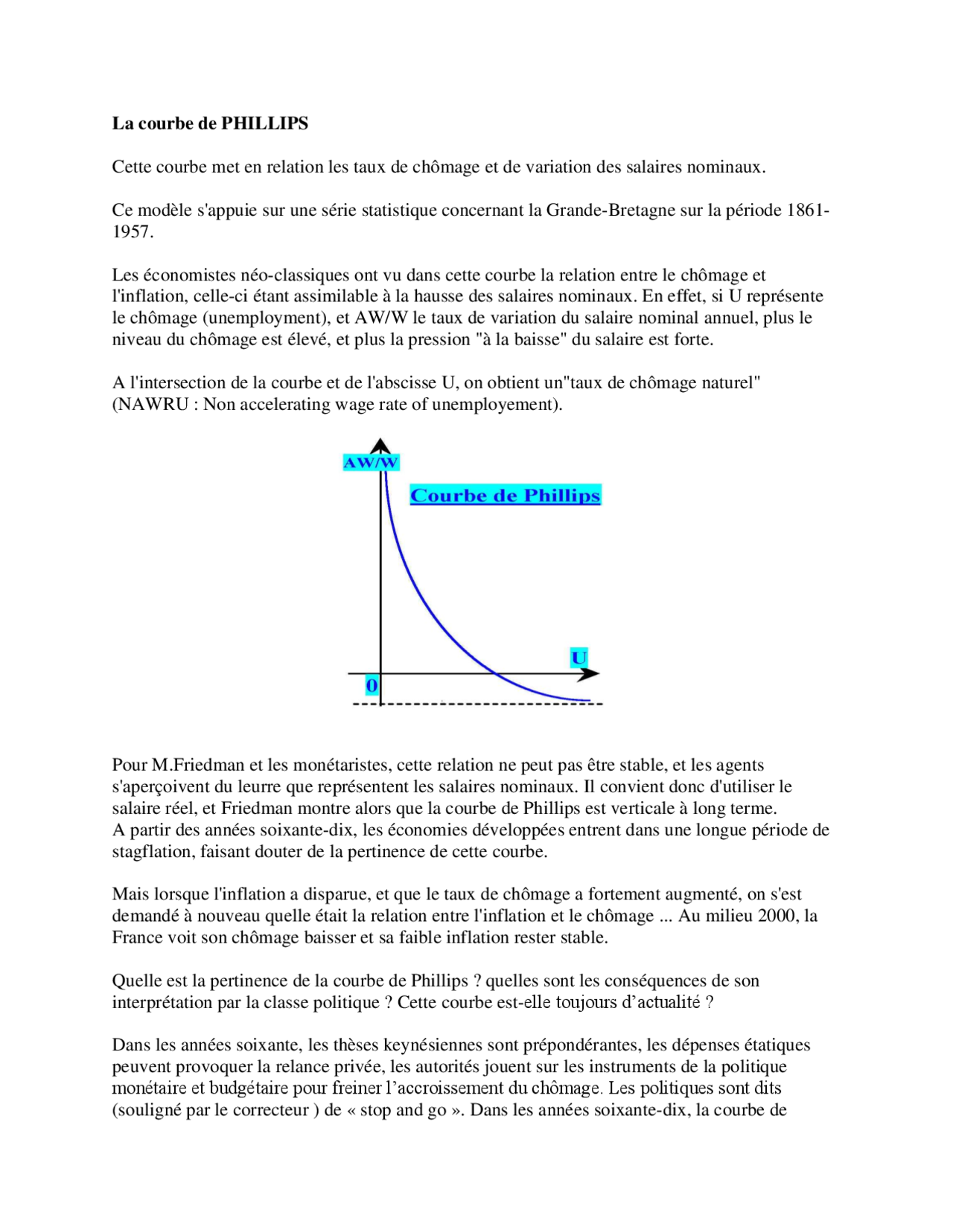 Macro économie – Courbe de PHILLIPS | Notes Introduction à la ...