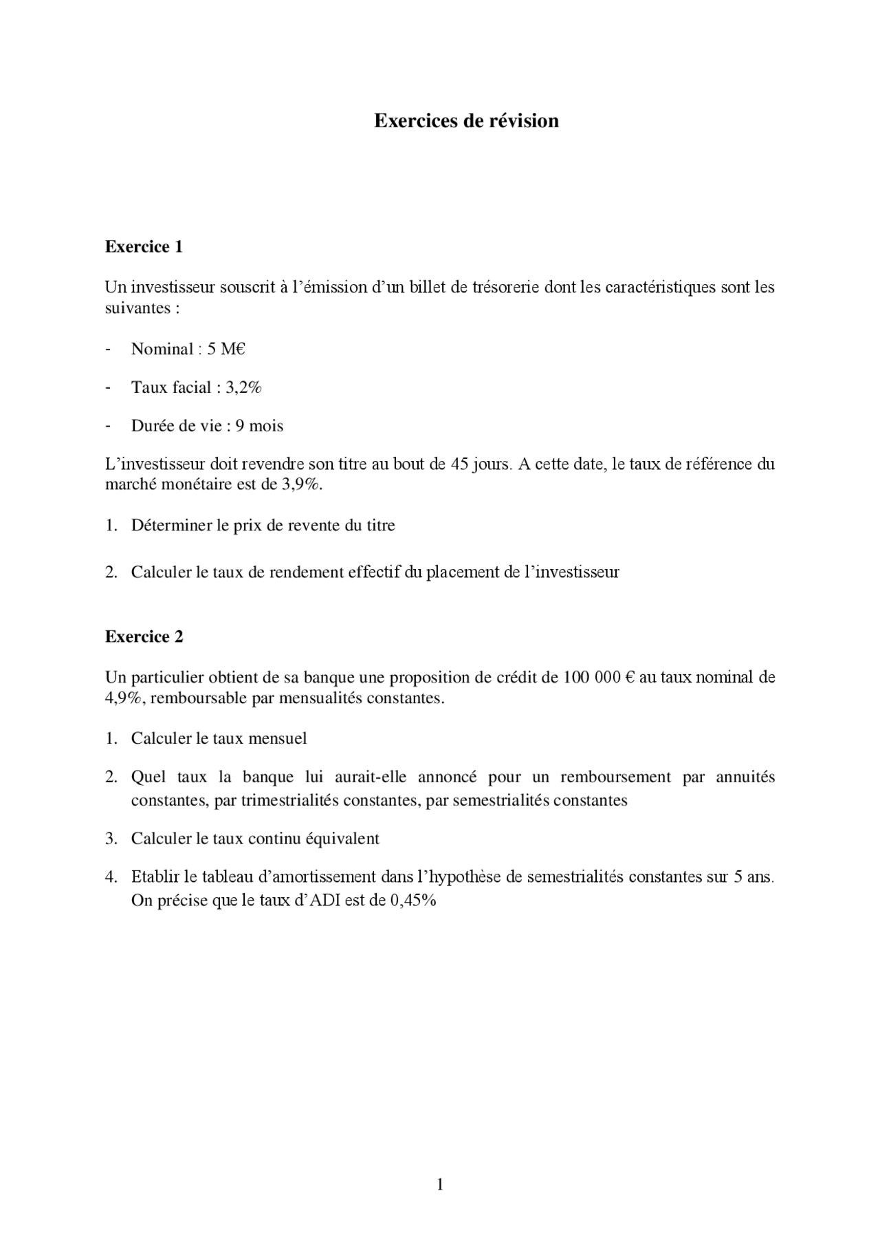 Notes Sur Les Exercices De Révision Docsity