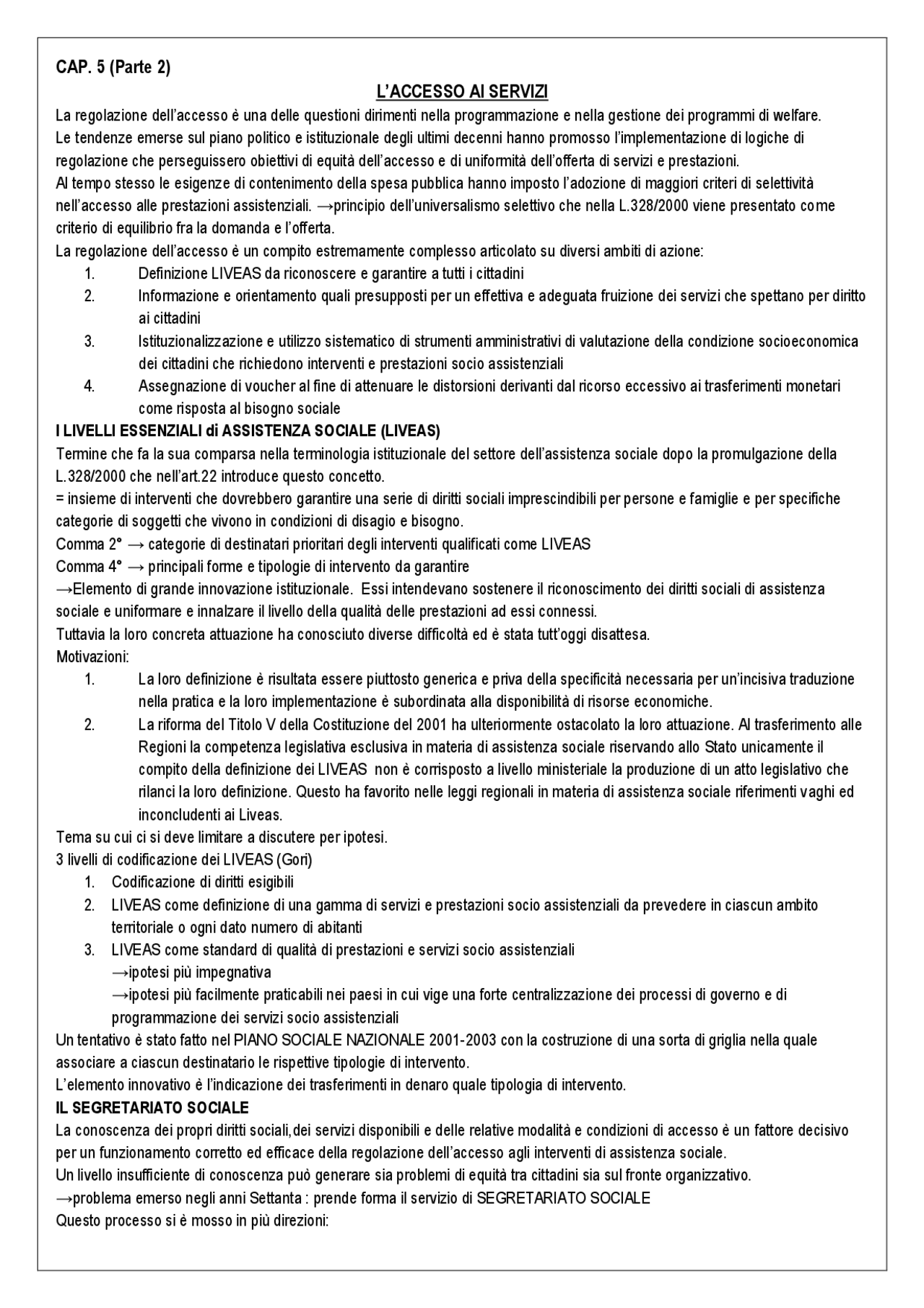 Laccesso Ai Servizi Rossi Docsity