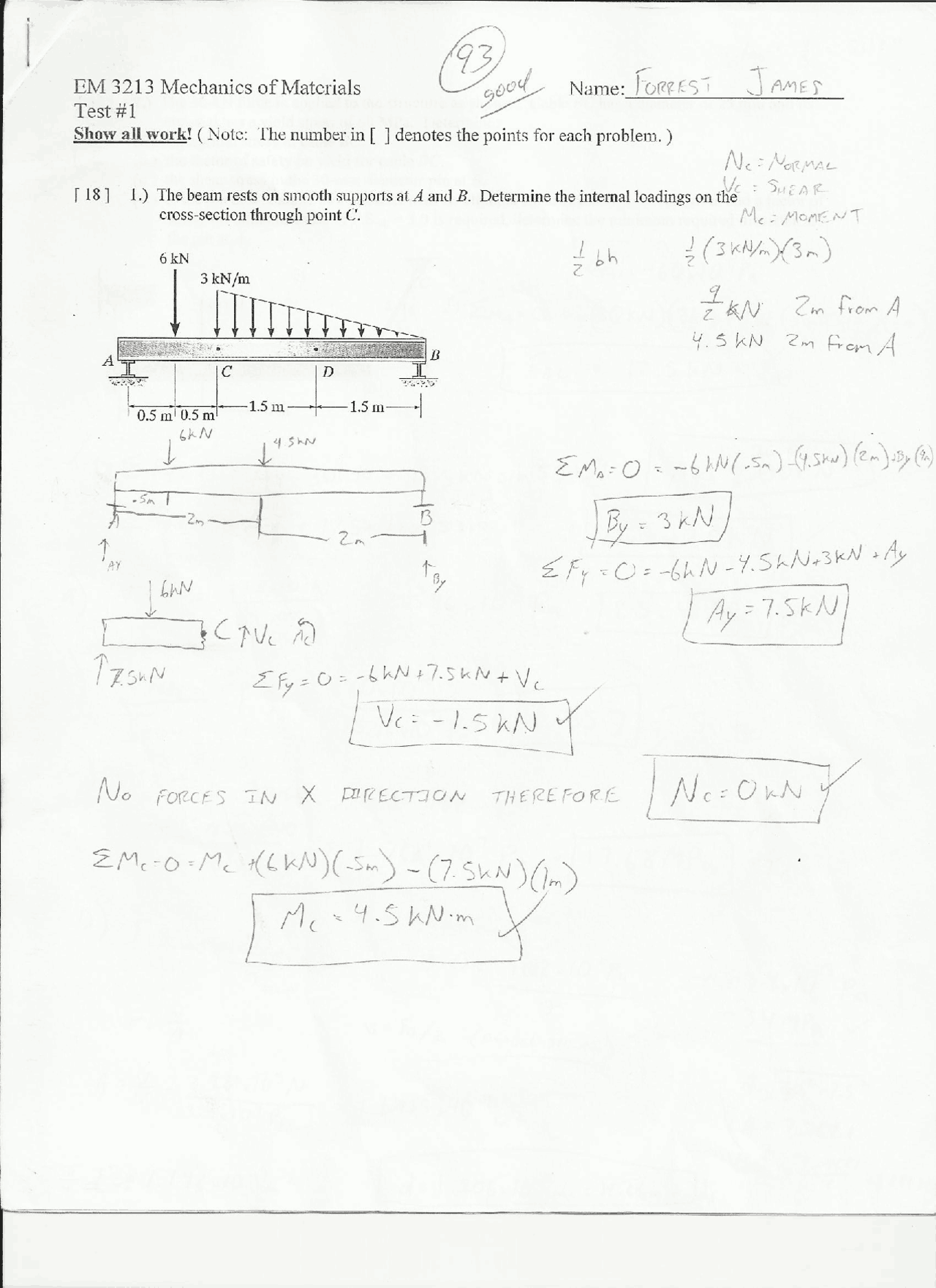 Mechanics of Materials - Solved Questions with Diagram | EM 3213 - Docsity