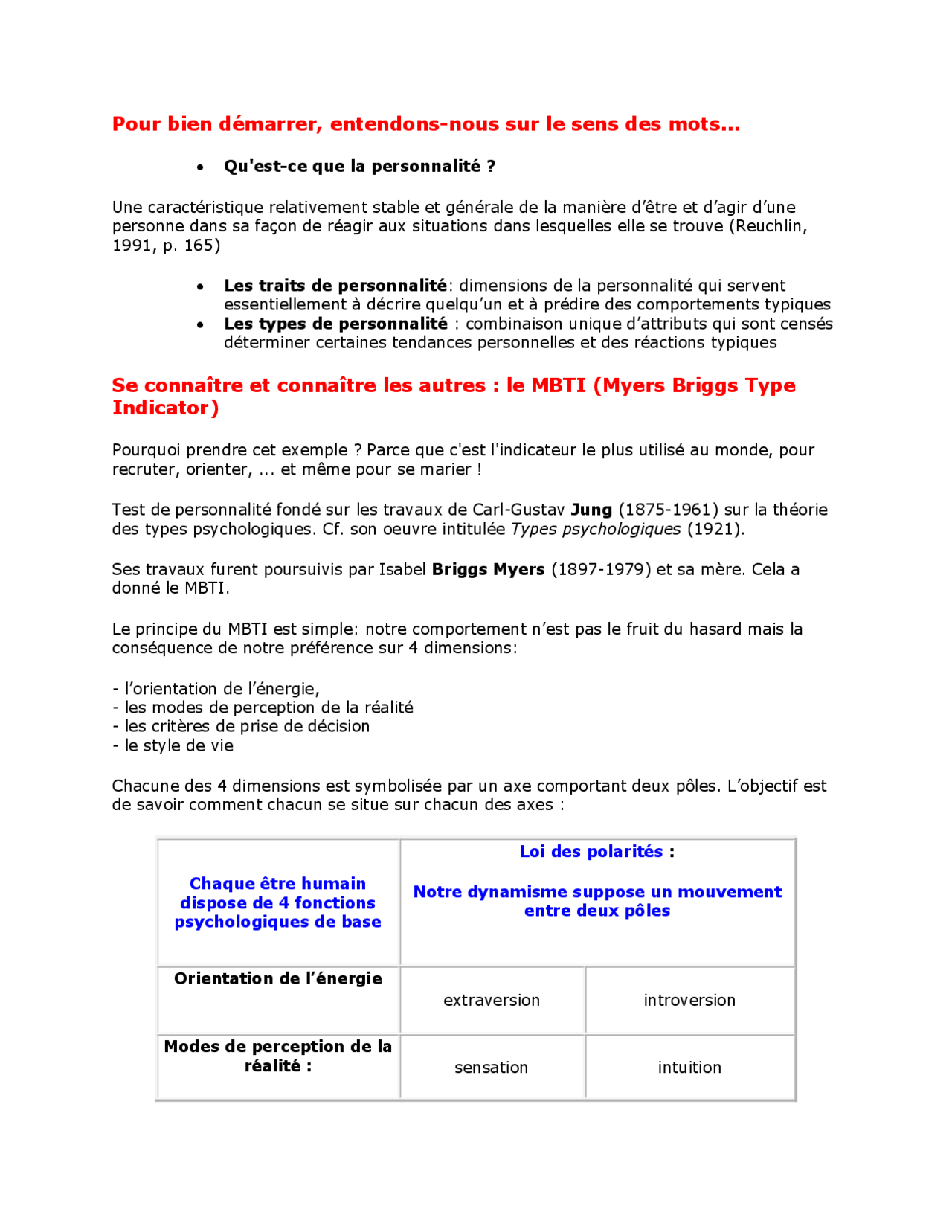 Notes Sur La Validité Des Tests De Personnalité Docsity