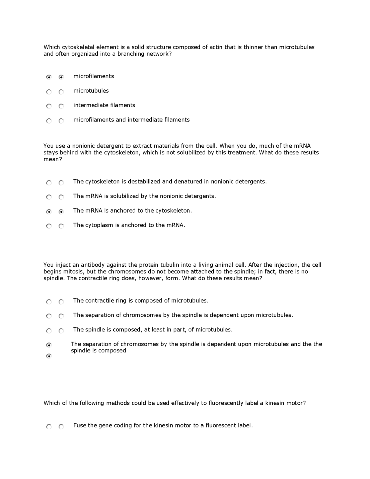 Quiz 7 With Answer Key Cell Biology Pcb 4023 Docsity