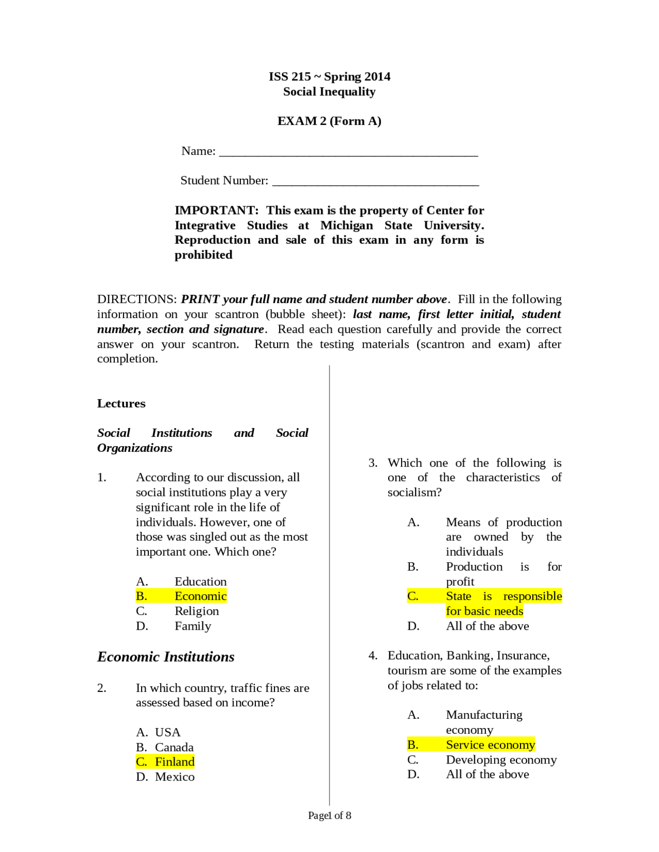 Exam 2 For Social Different And Inequality Iss 215 Docsity