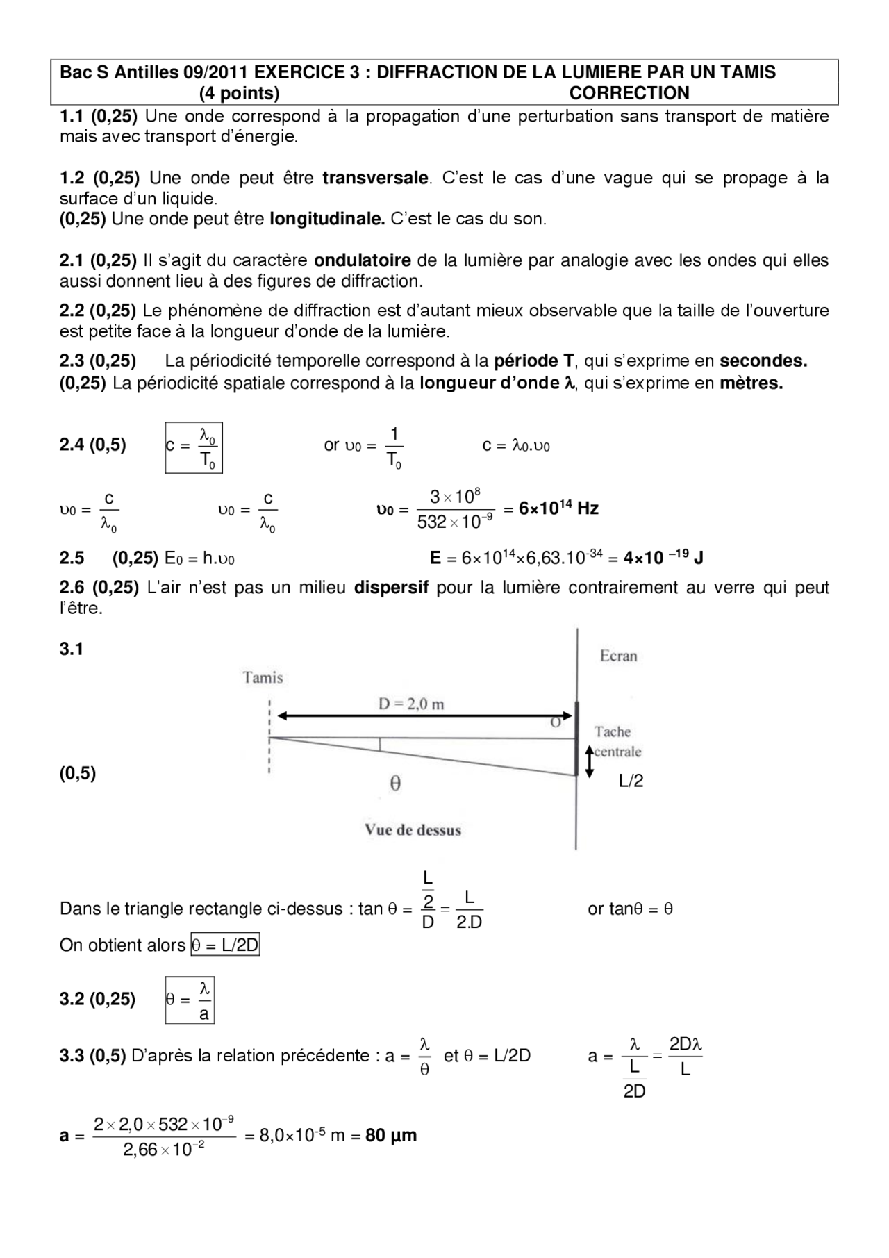 Physique Exercices 2 Correction Docsity