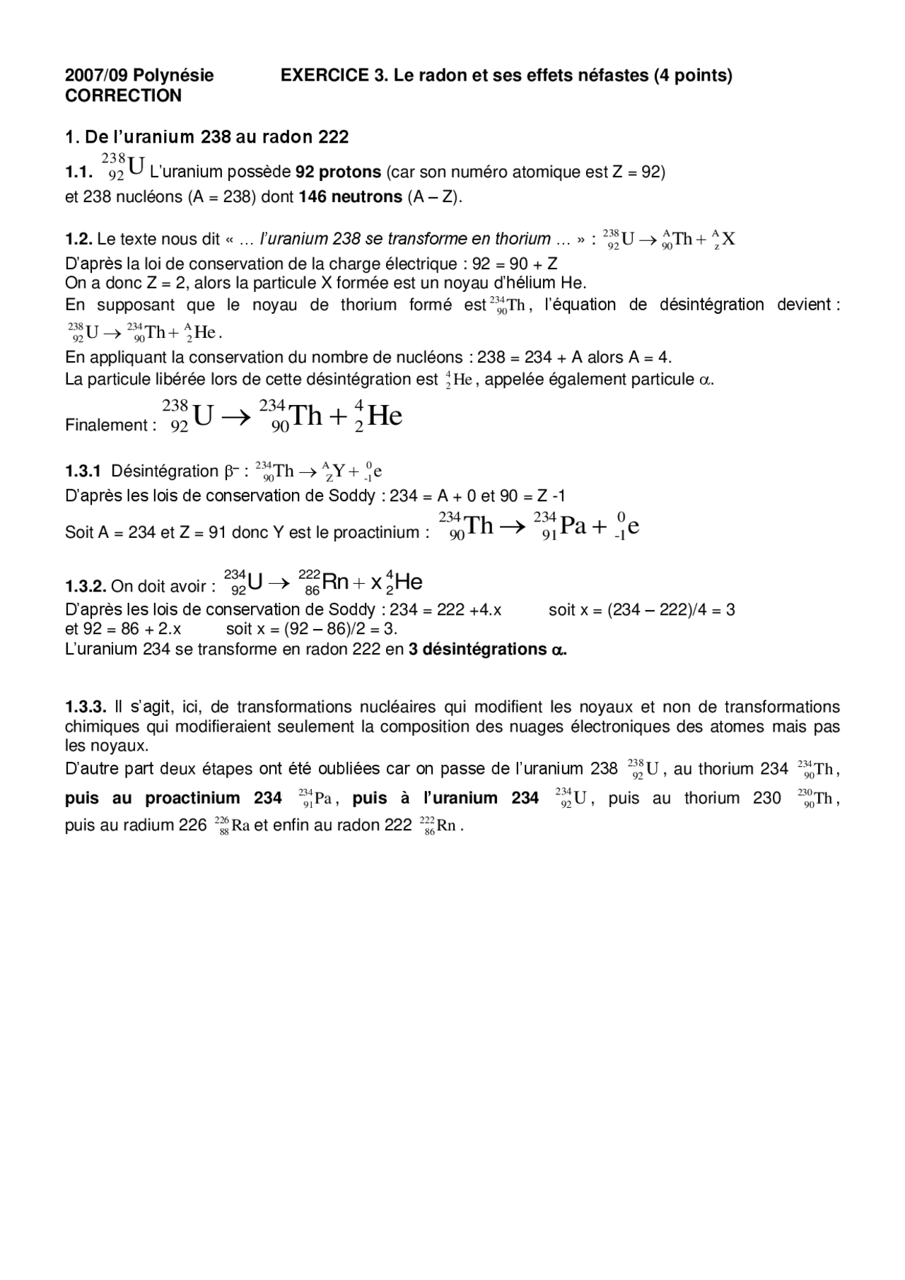 Physique Contrôle 7 Correction Docsity