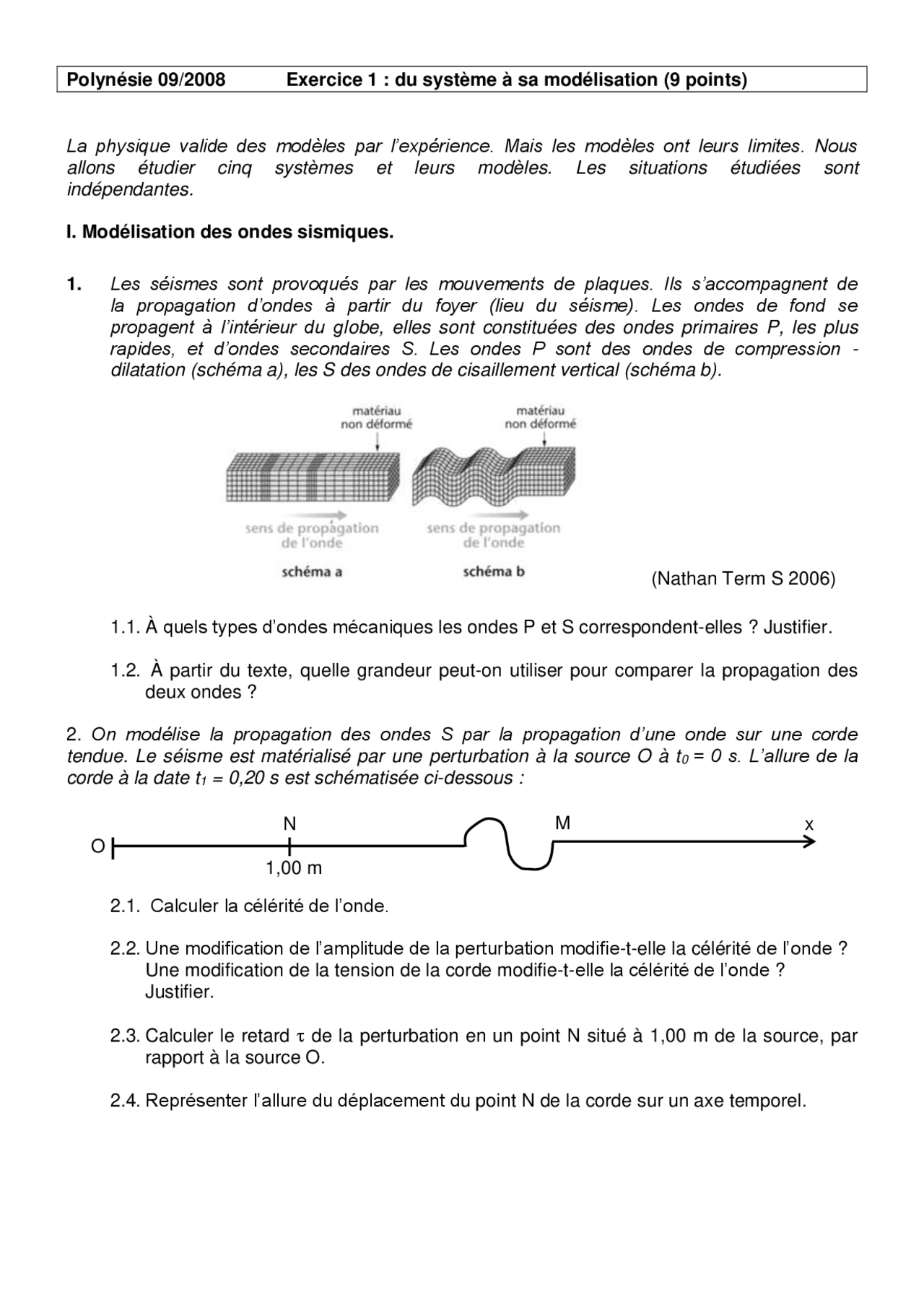 Science physisques - exercitation sur l'évolution du système à sa ...