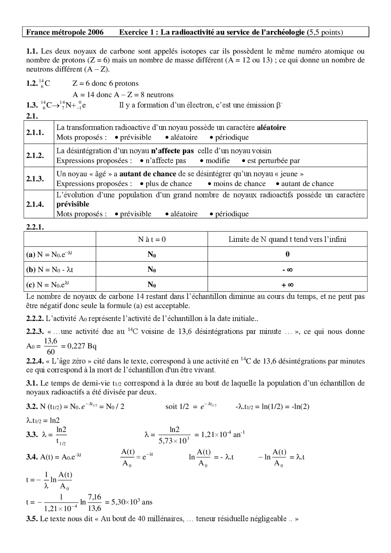 Physique Contrôle 1 Correction Docsity