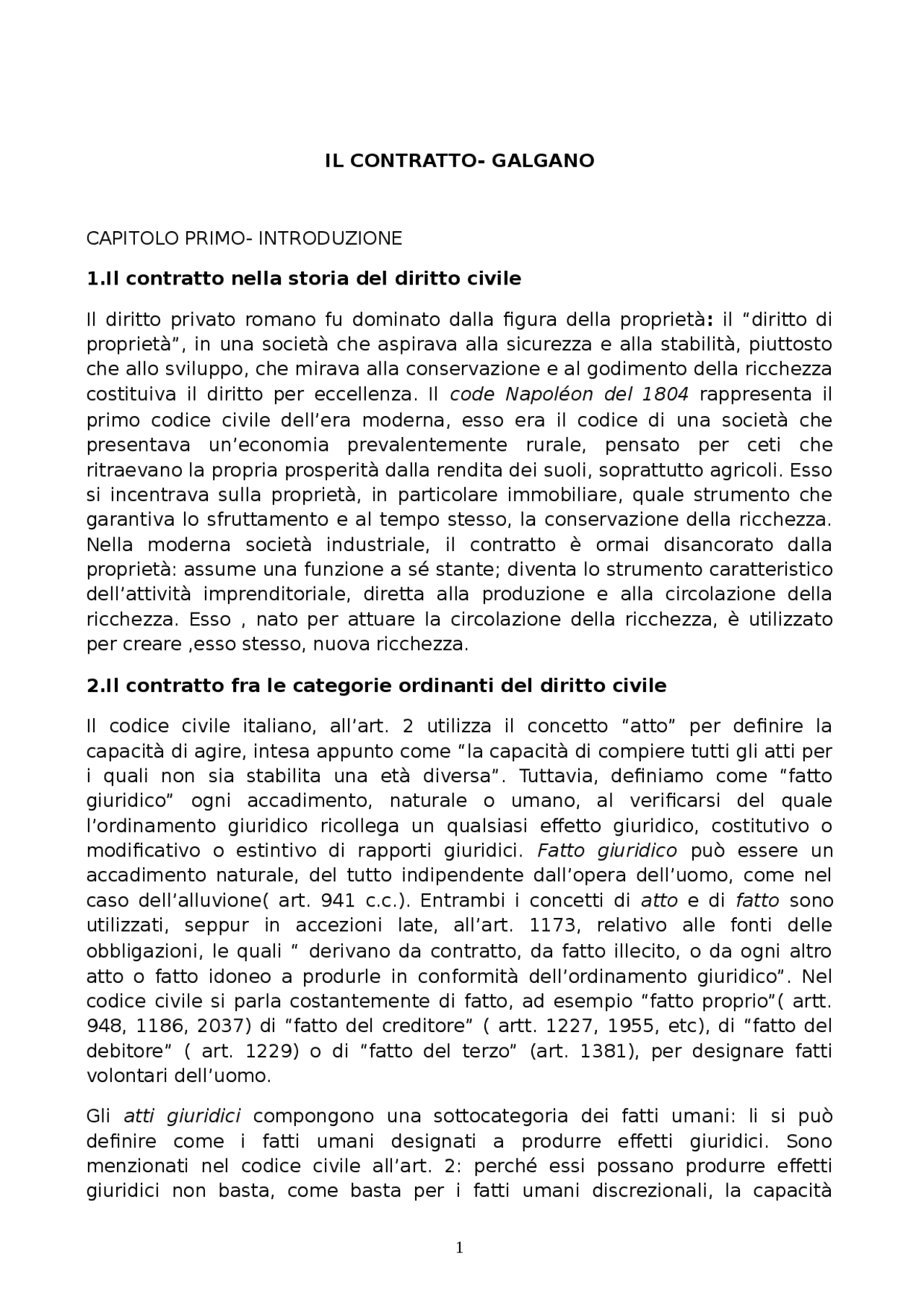 Riassunto Il Contratto Di Francesco Galgano Completo Ed2011 Docsity