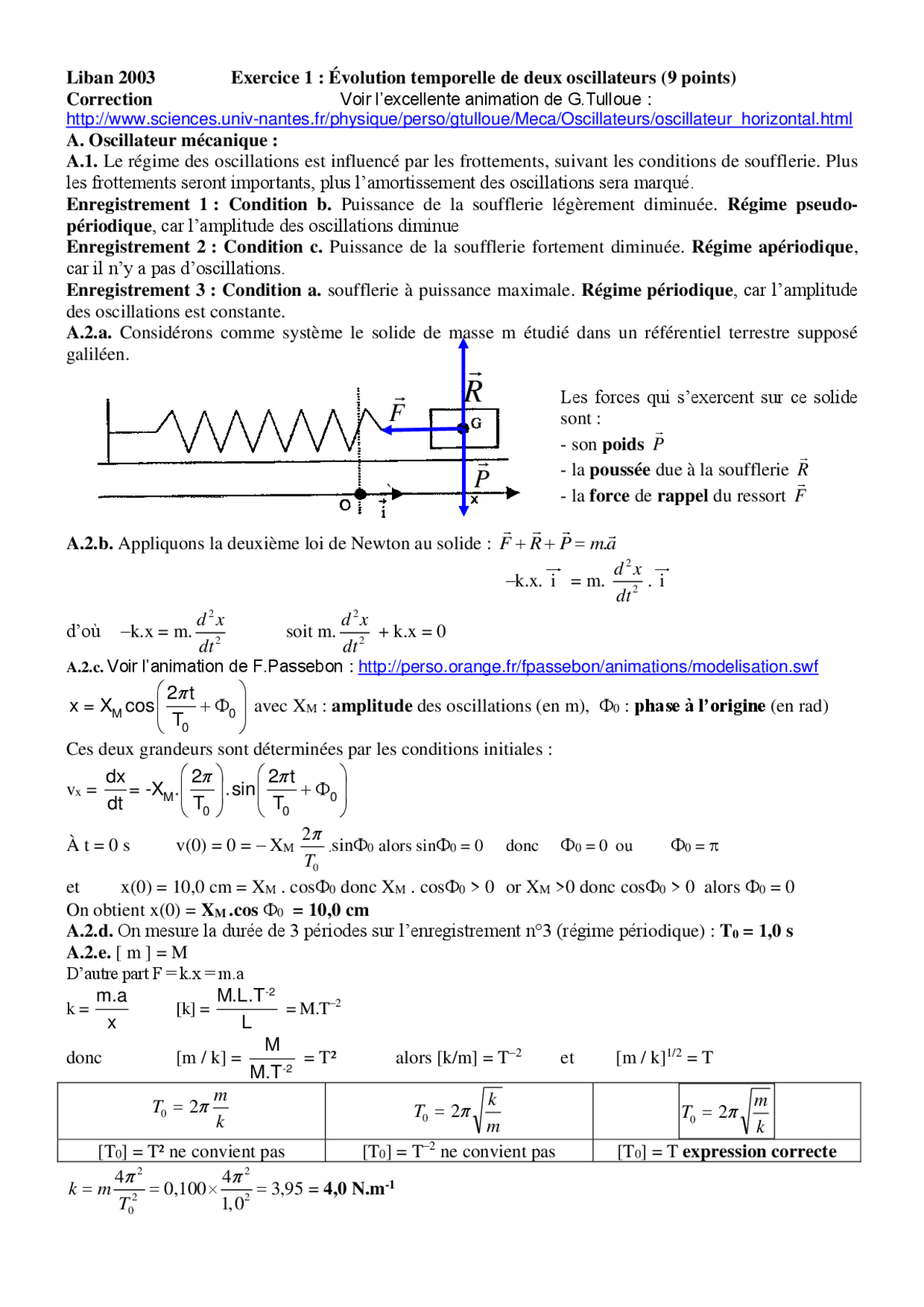 Examen Physiques Des Particules Évolution Temporelle De Deux