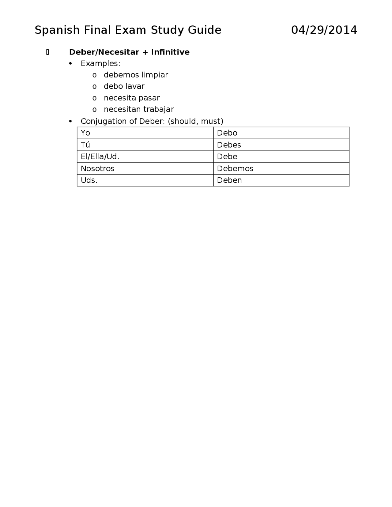 Introduction to Accelerated Elementary Spanish - Study Guide | SPAN ...