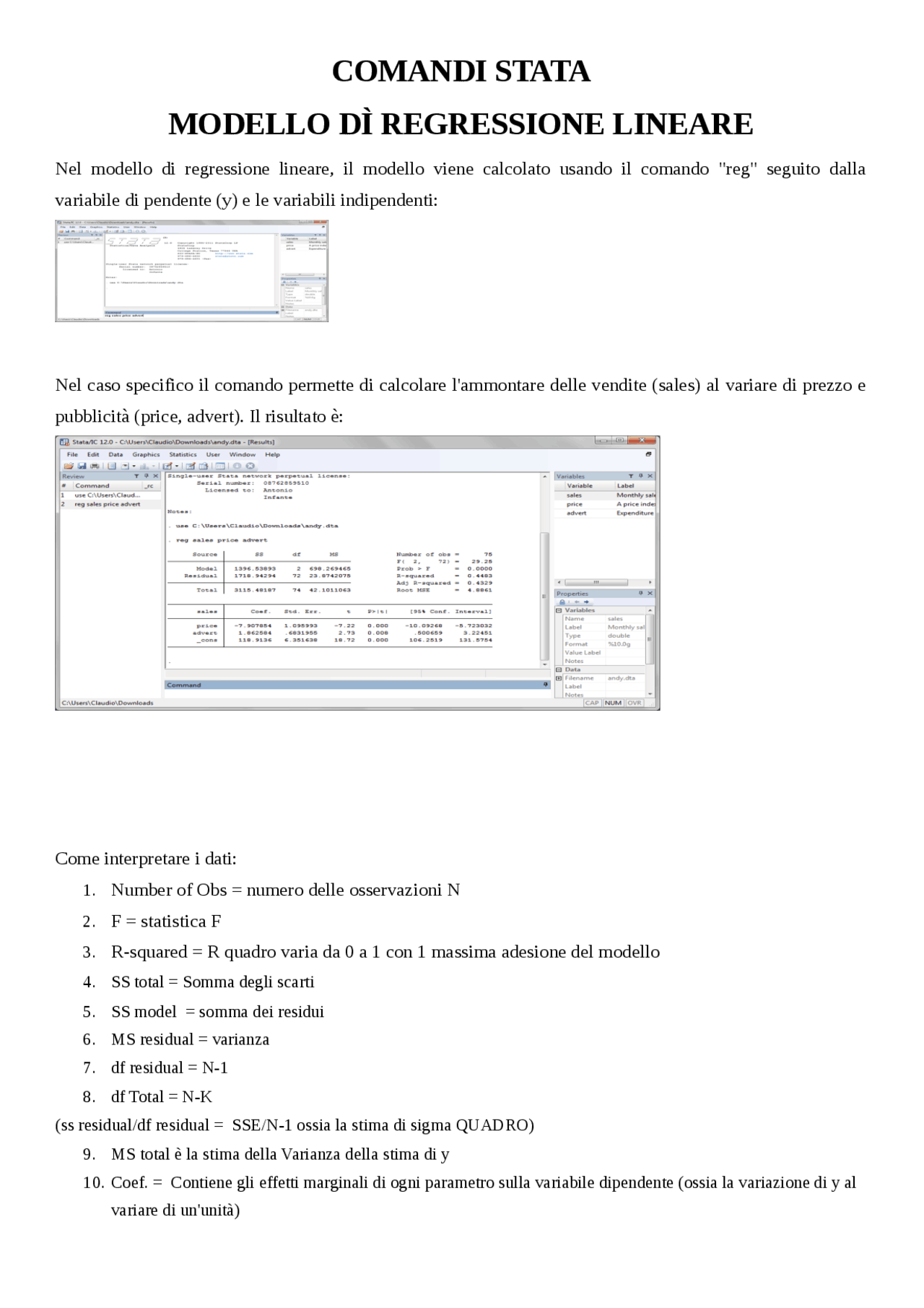 COMANDI STATA - Docsity