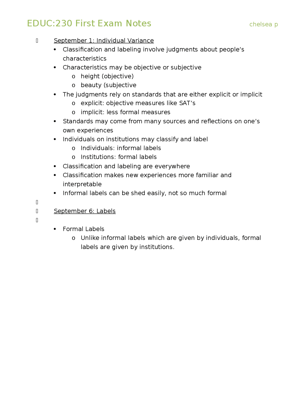 First Exam Notes -Introduction to Exceptional Children | EDUC 230 - Docsity