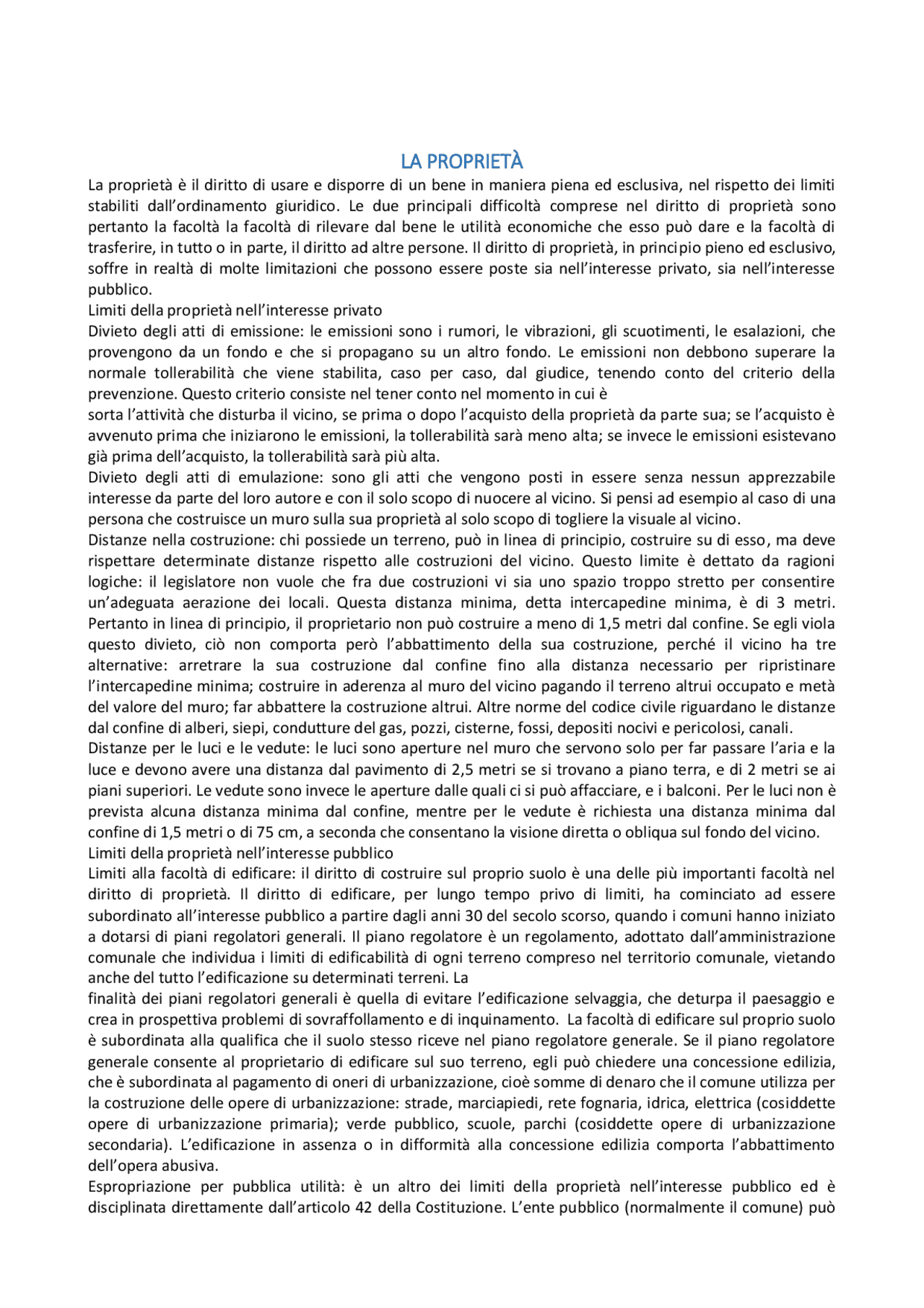La Proprietà Appunti Di Diritto Docsity