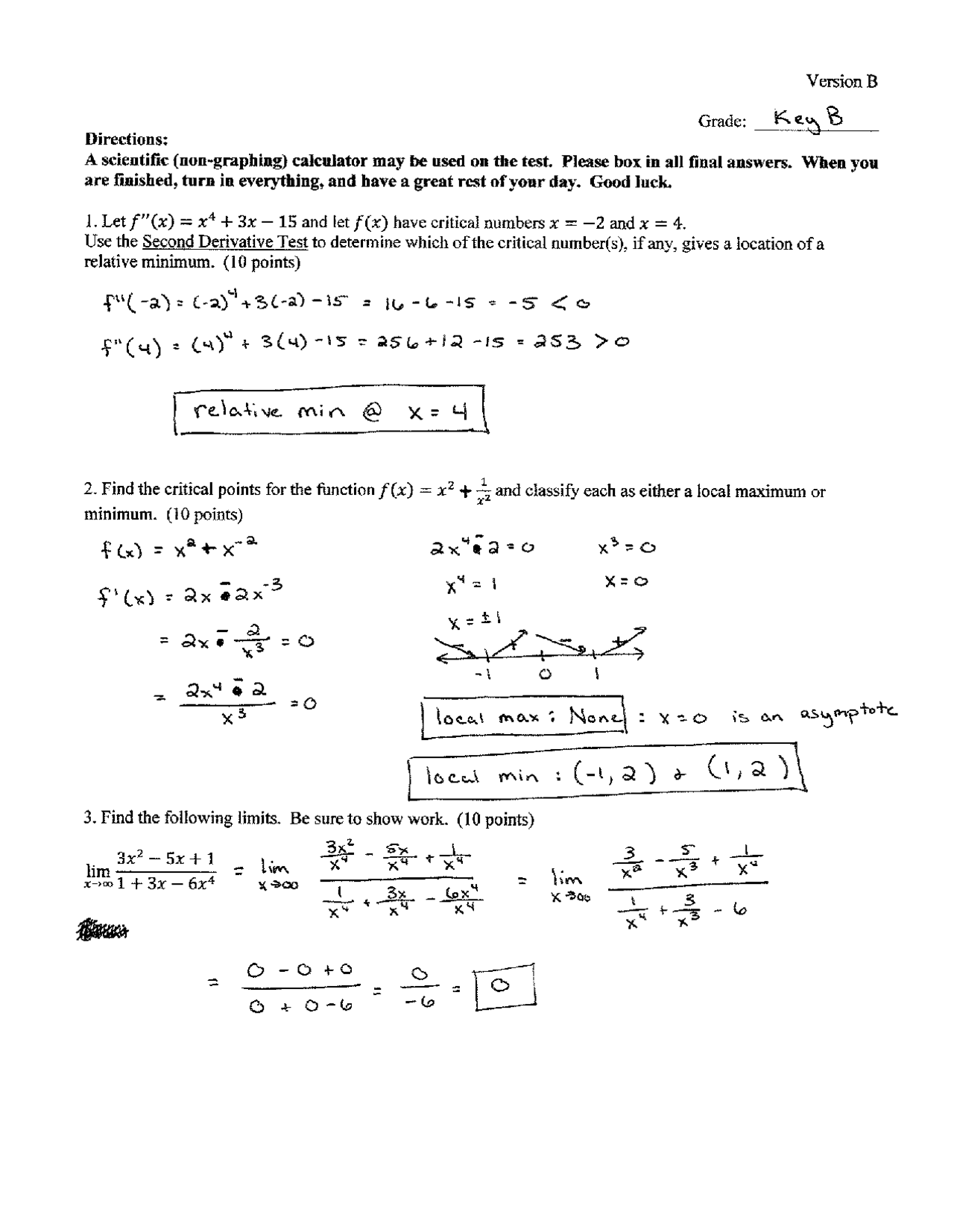 Exam 4 Questions With Solutions Calculus I Ma 1713 Docsity