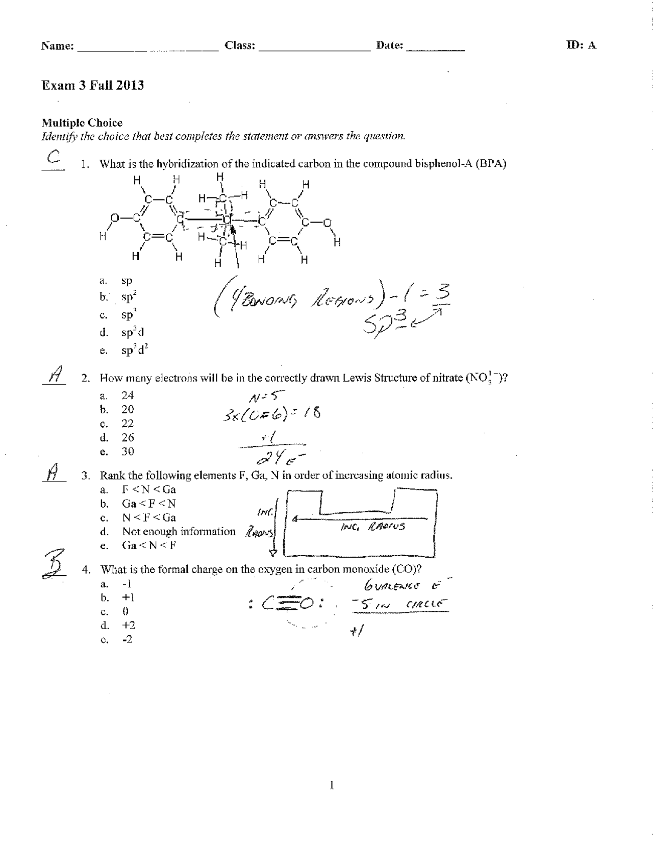 25 Solved Questions On The Molecular Geometry Exam 3 Ch 1213 Docsity