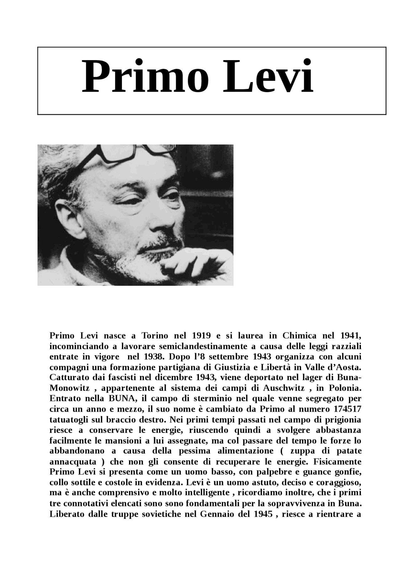 Primo Levi Docsity