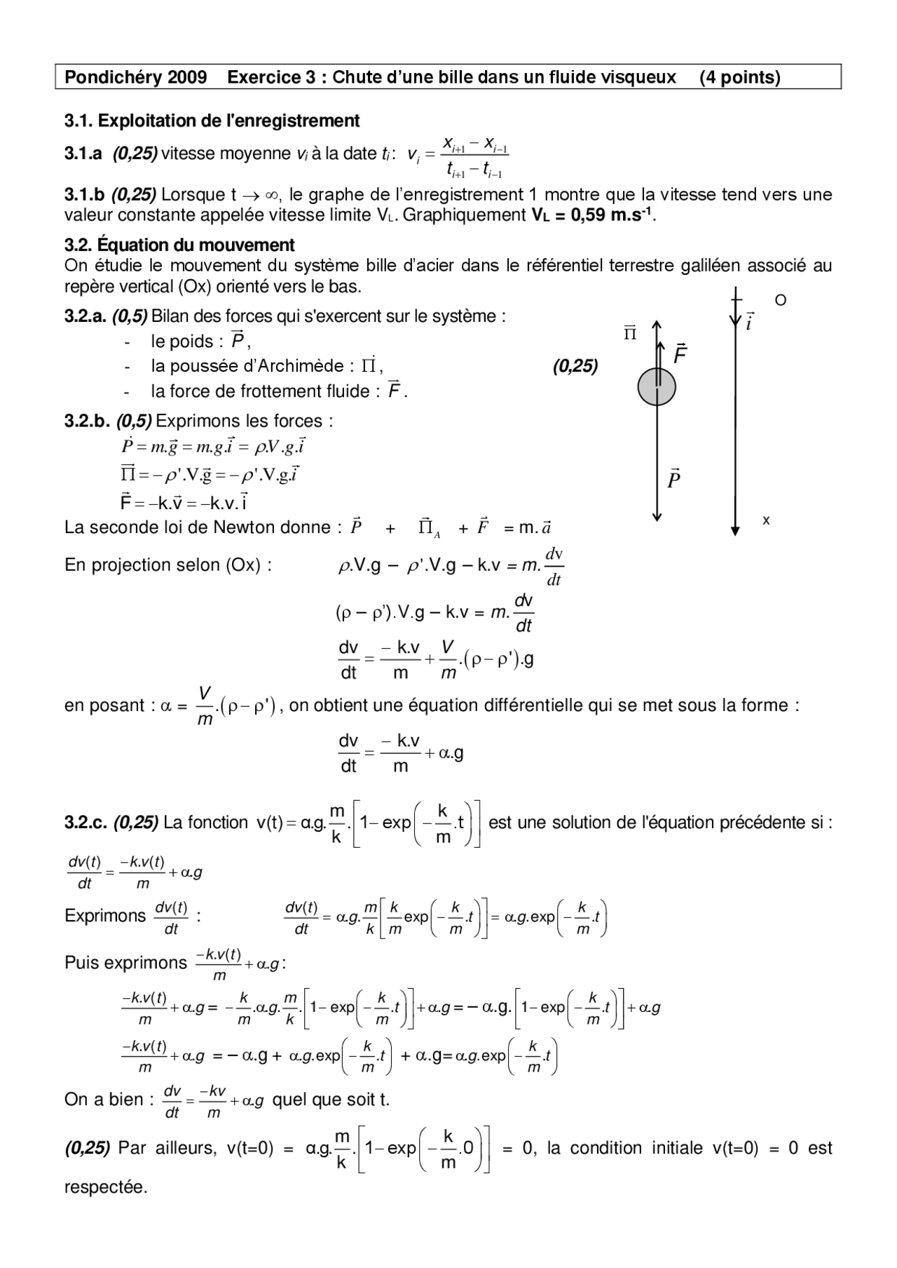 Exercices sur les concepts de physique 9 - correction - Docsity