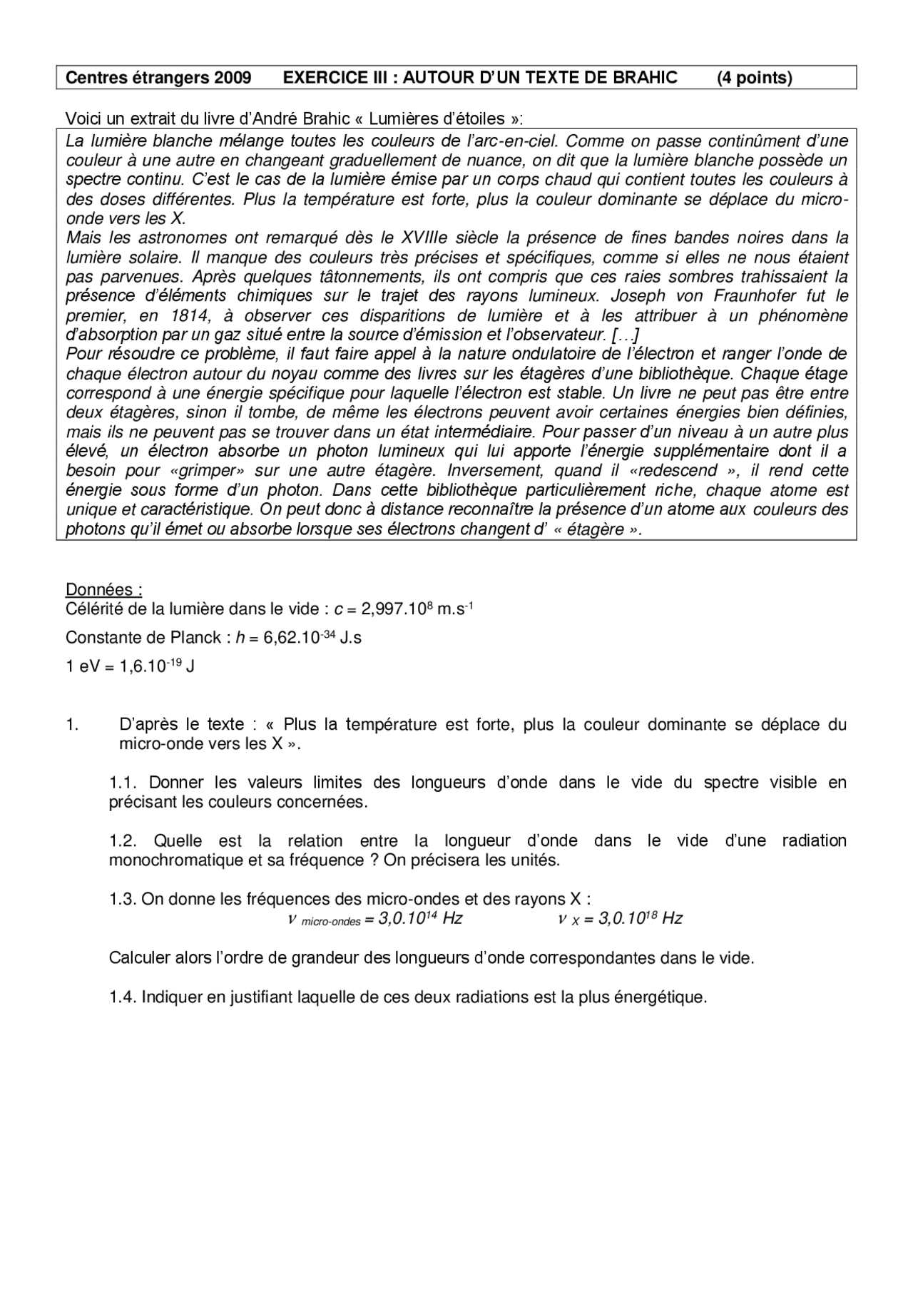 Exercices Sur Les Concepts De Physique 2 Docsity