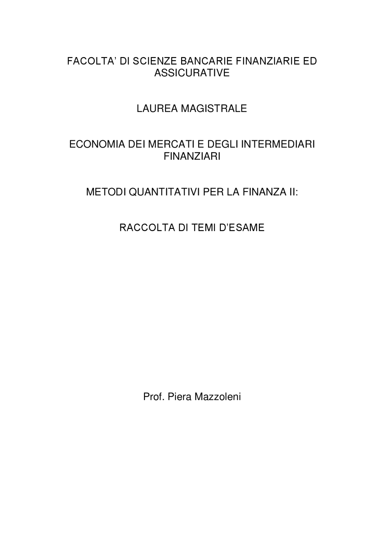 Metodi Quantitativi Docsity
