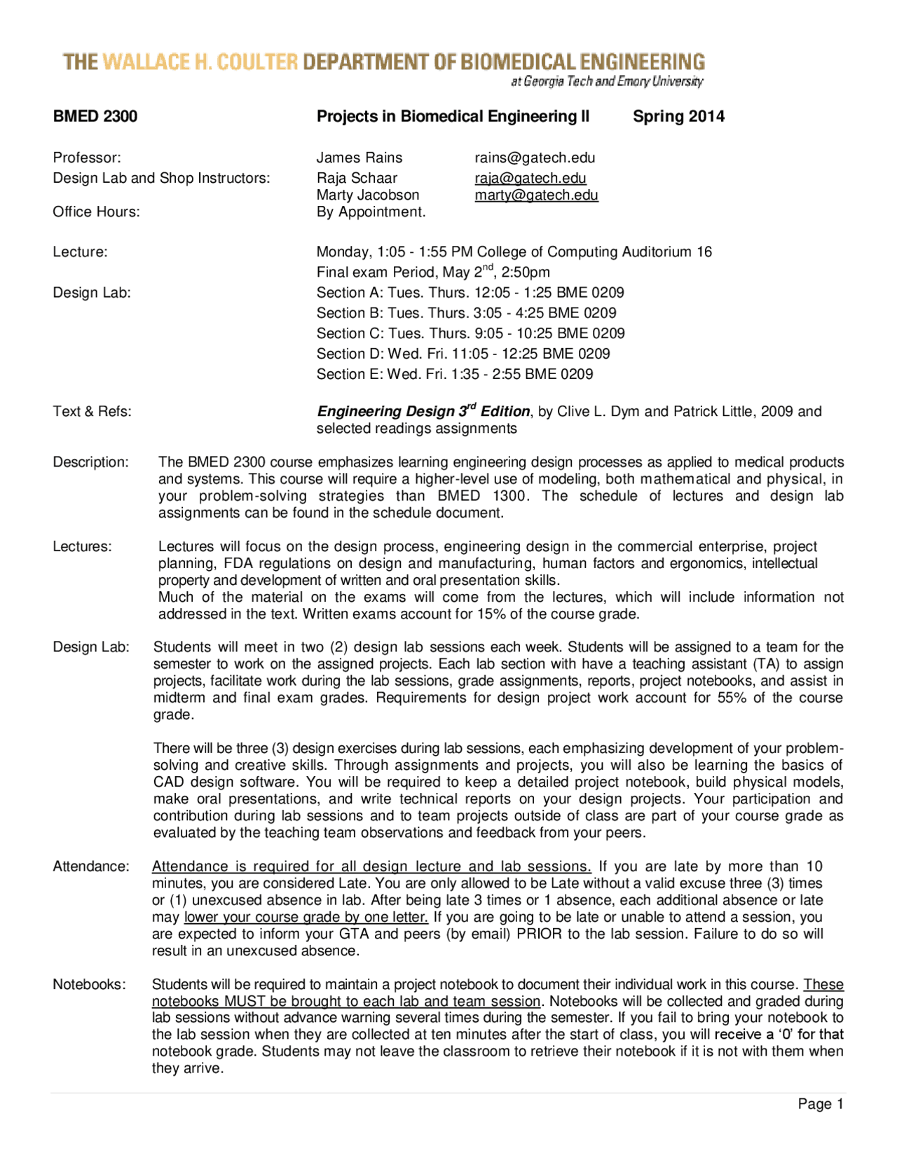Projects in Biomedical Engineering II - Study Material | BMED 2300 ...