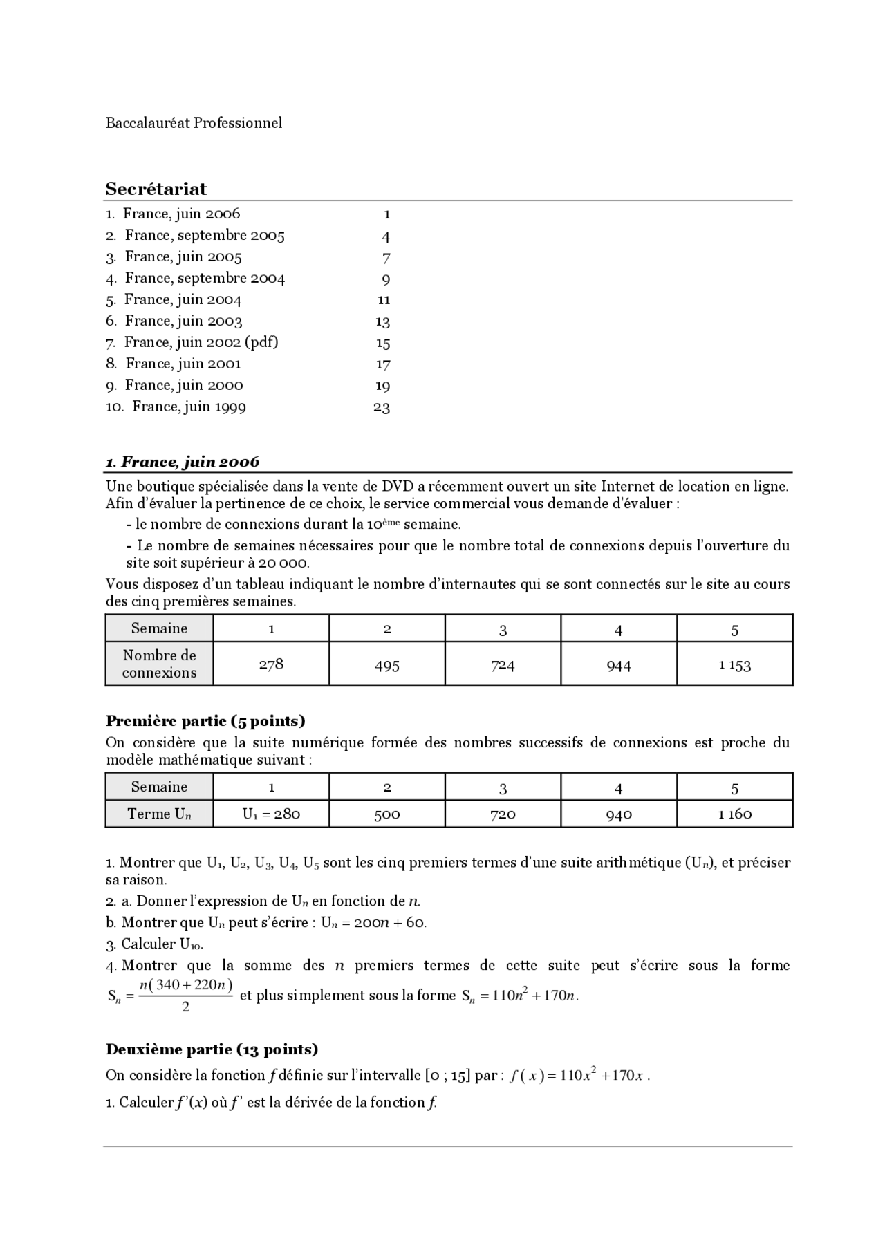 Notes Mathématique Secrétariat 1° Partie Docsity