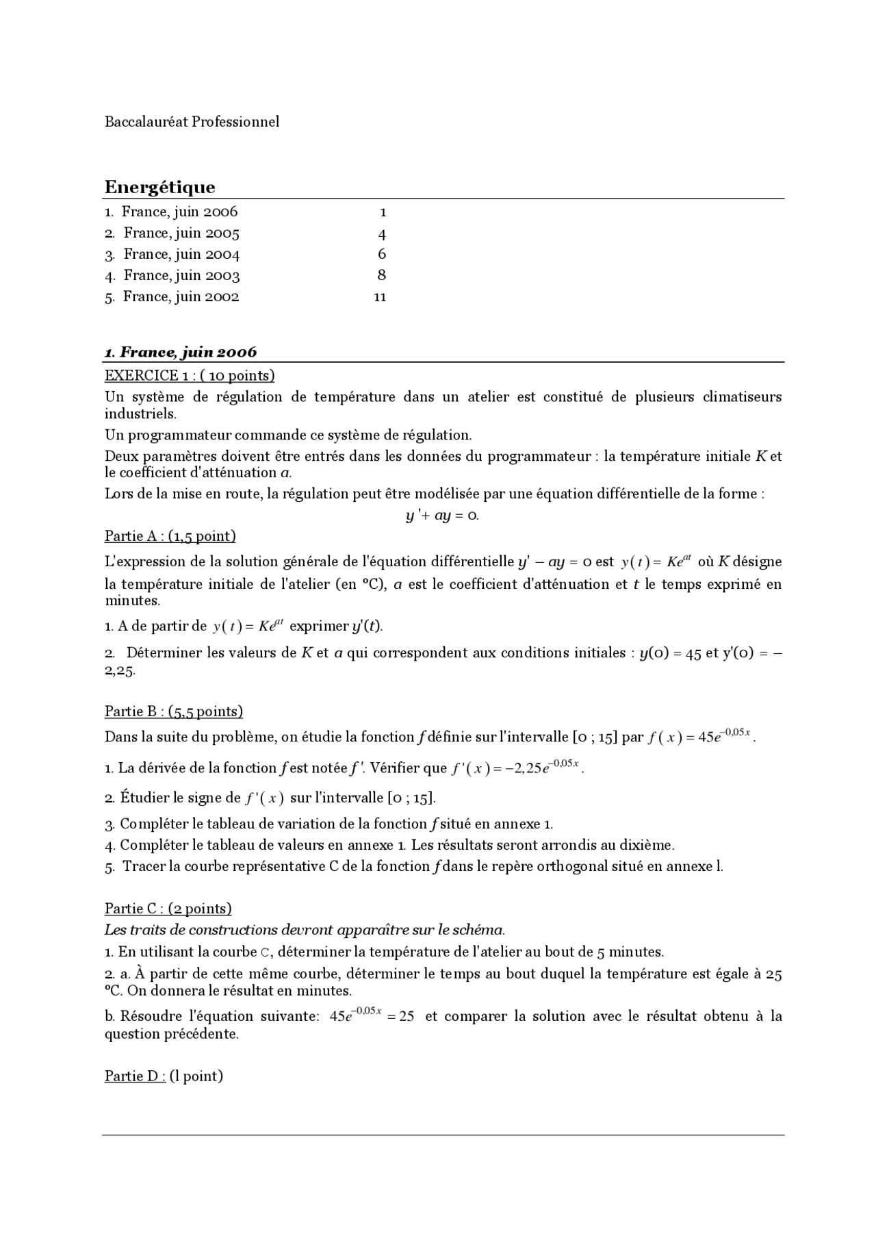 Notes Mathématique Energétique 1° Partie Docsity