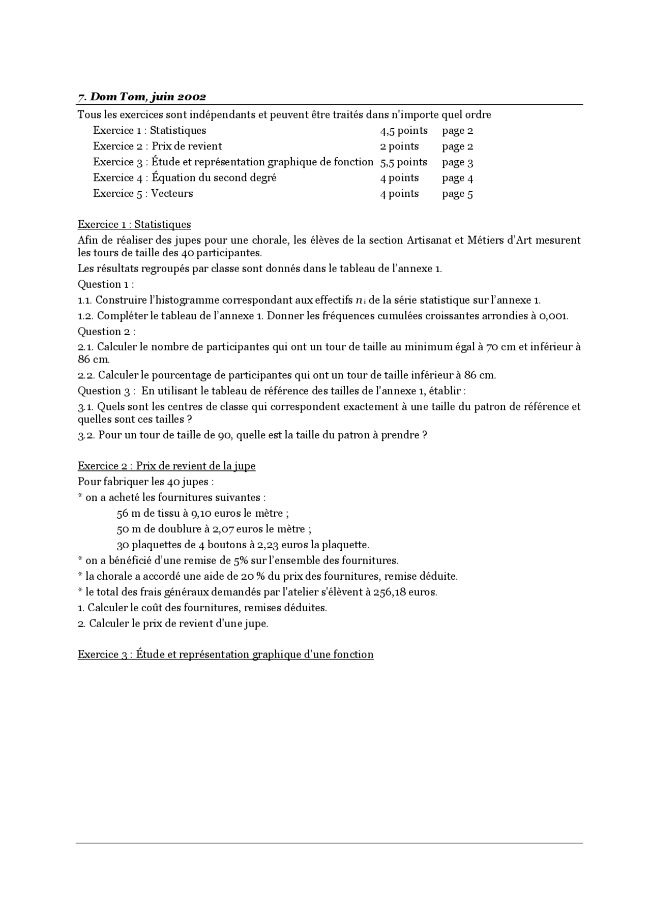 Notes Mathématique Artisanat Et Métiers Dart 2° Partie Notes