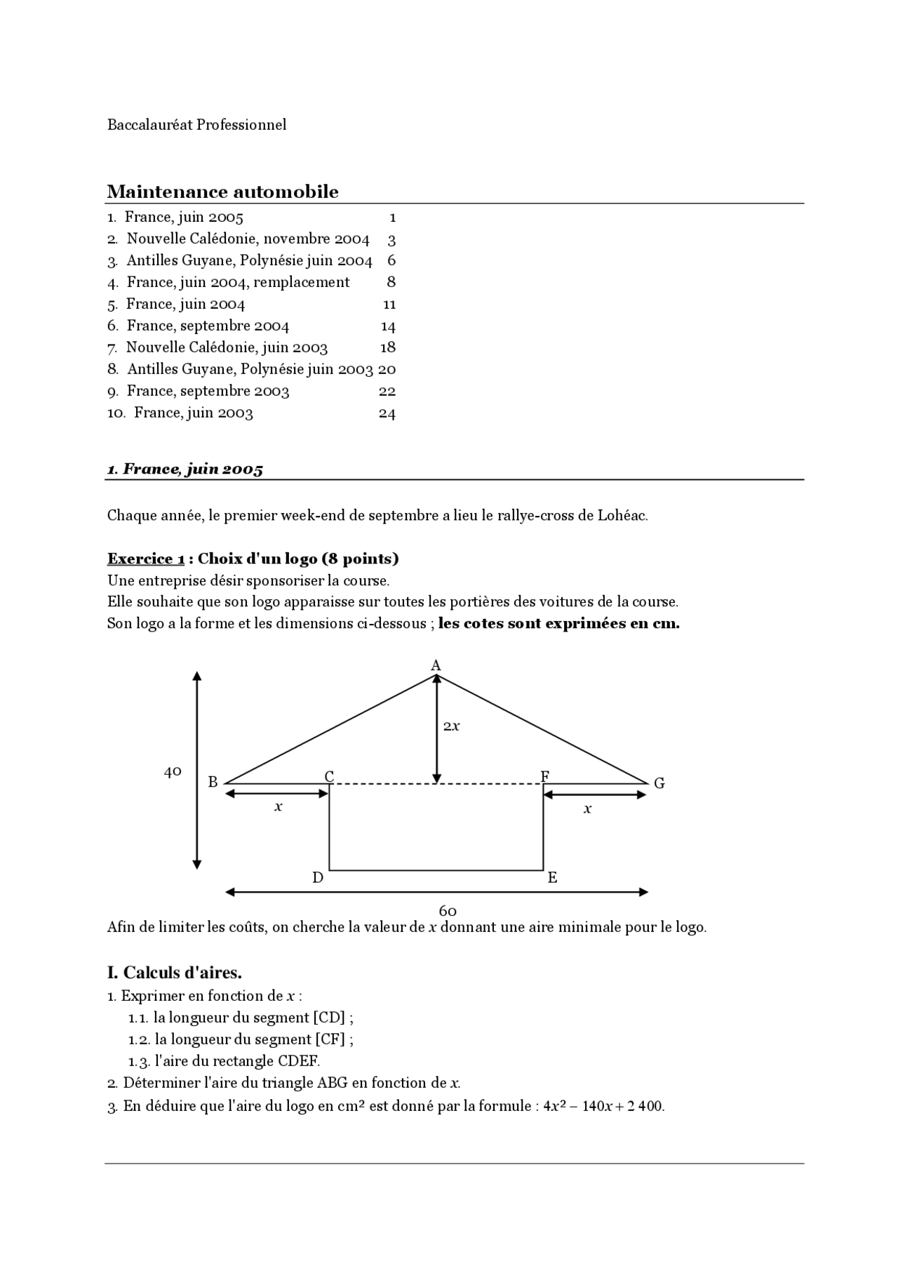 Notes Mathématique Maintenance Automobile 1° Partie Docsity