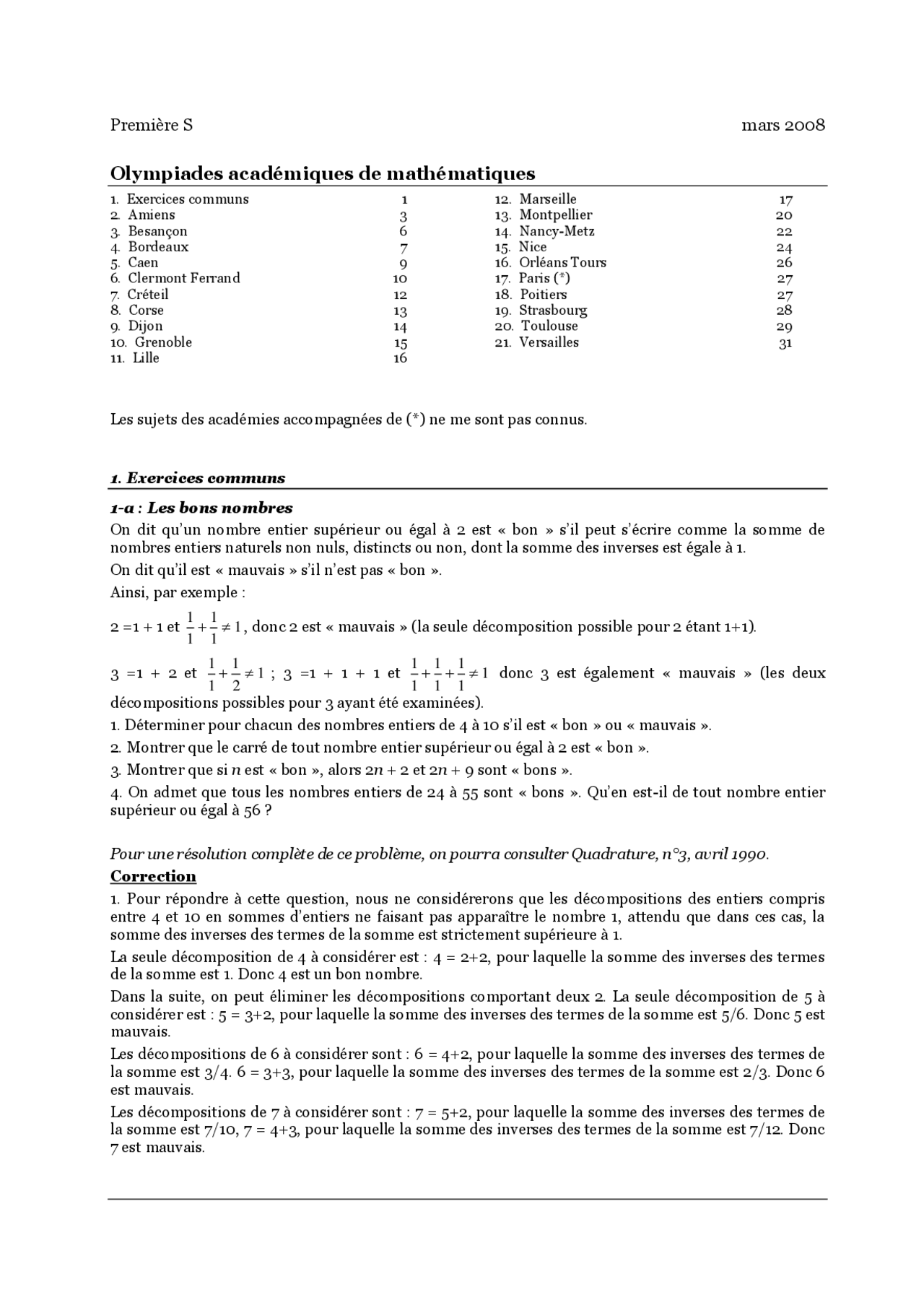 Notes De Sciences Mathèmatiques 6 1° Partie Docsity