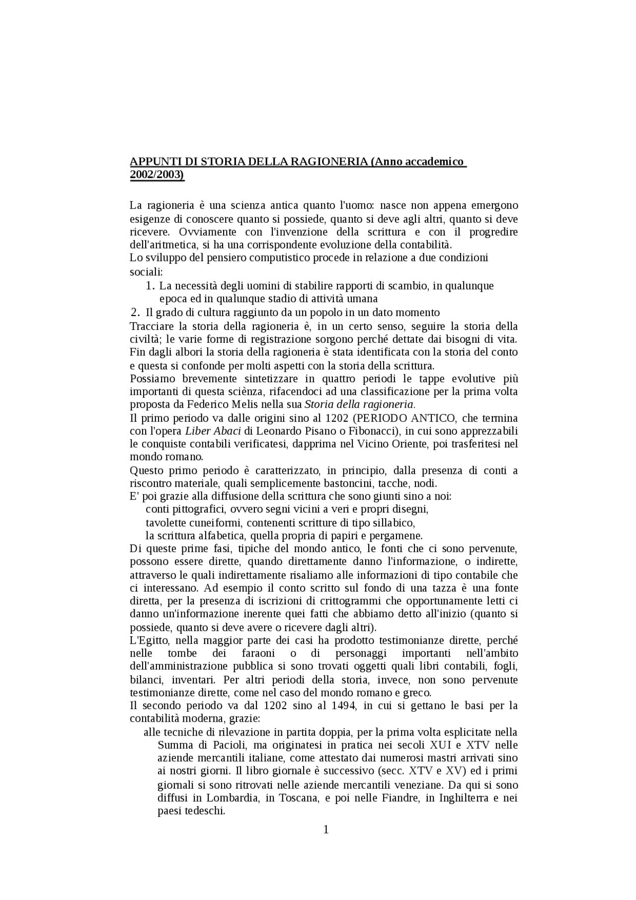 Storia Della Ragioneria Docsity