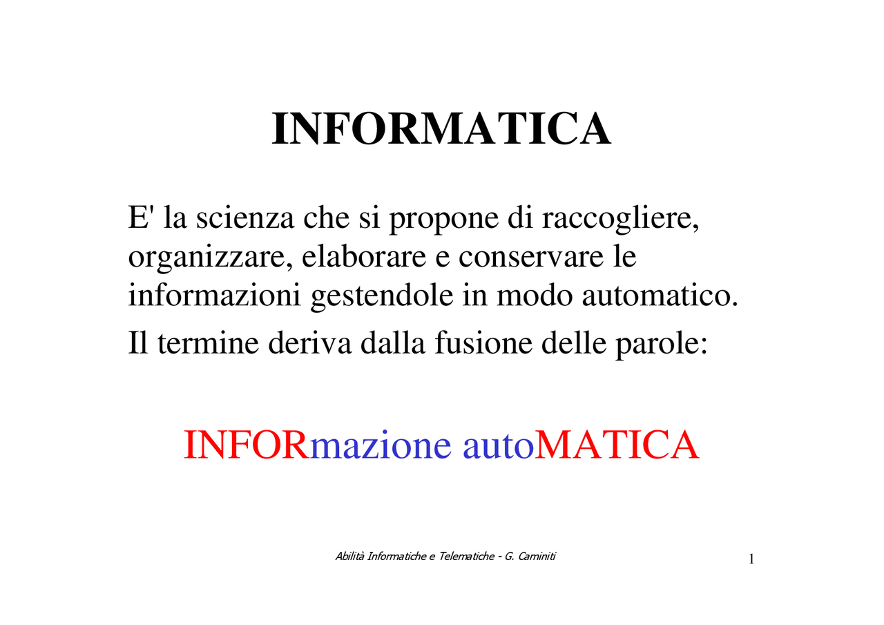 2problemi Algoritmi Slide Di Elementi Di Informatica Docsity