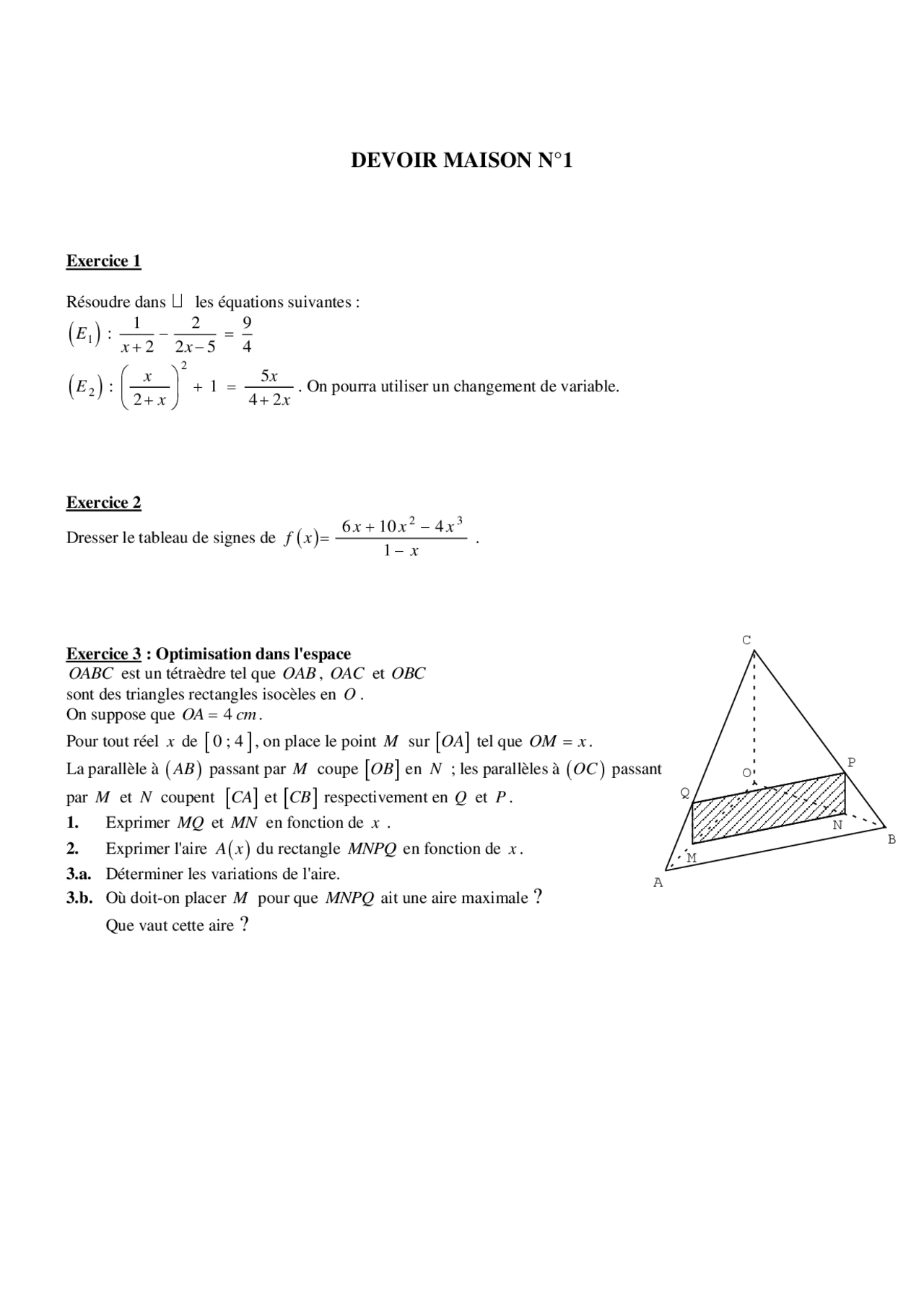Exercices De Sciences Mathématiques 1 Docsity