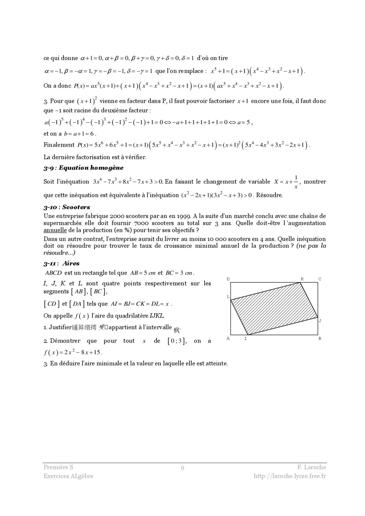 Exercices Algèbre 2° Partie Docsity