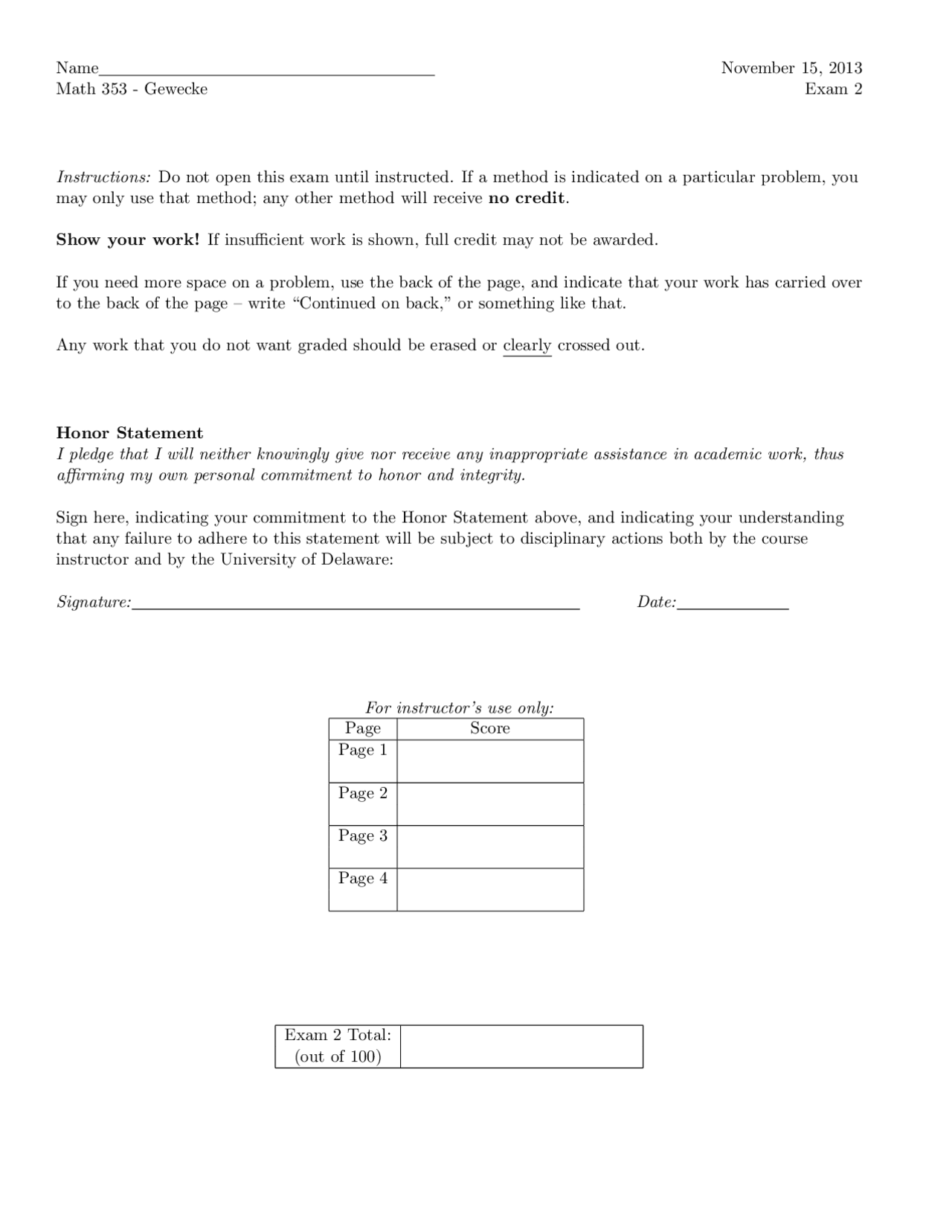 5 Questions On Engineering Mathematics Iii Exam 2 Math 353 Docsity