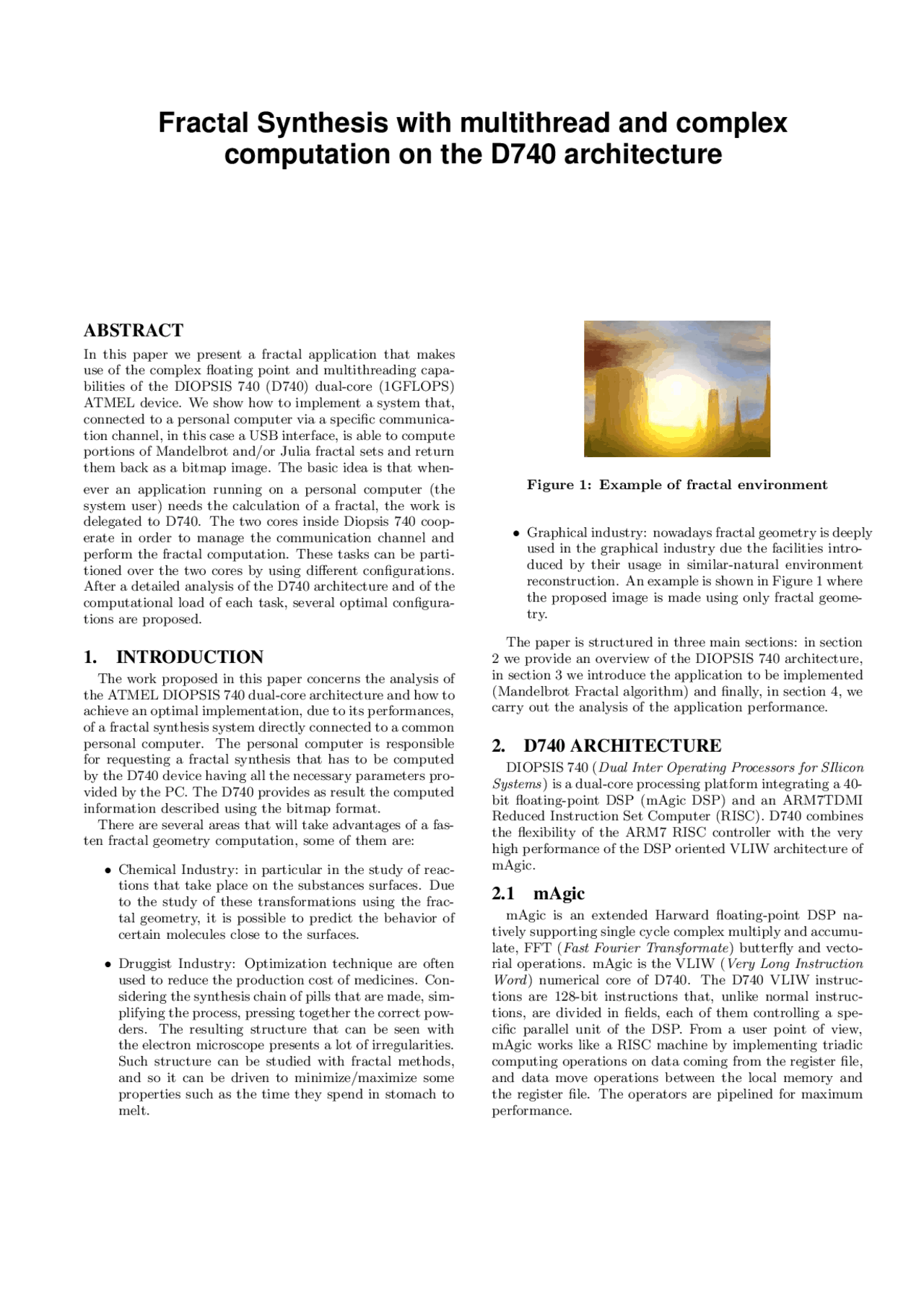Fractal Synthesis With Multithread And Complex Computation On The D740 Architecture Docsity