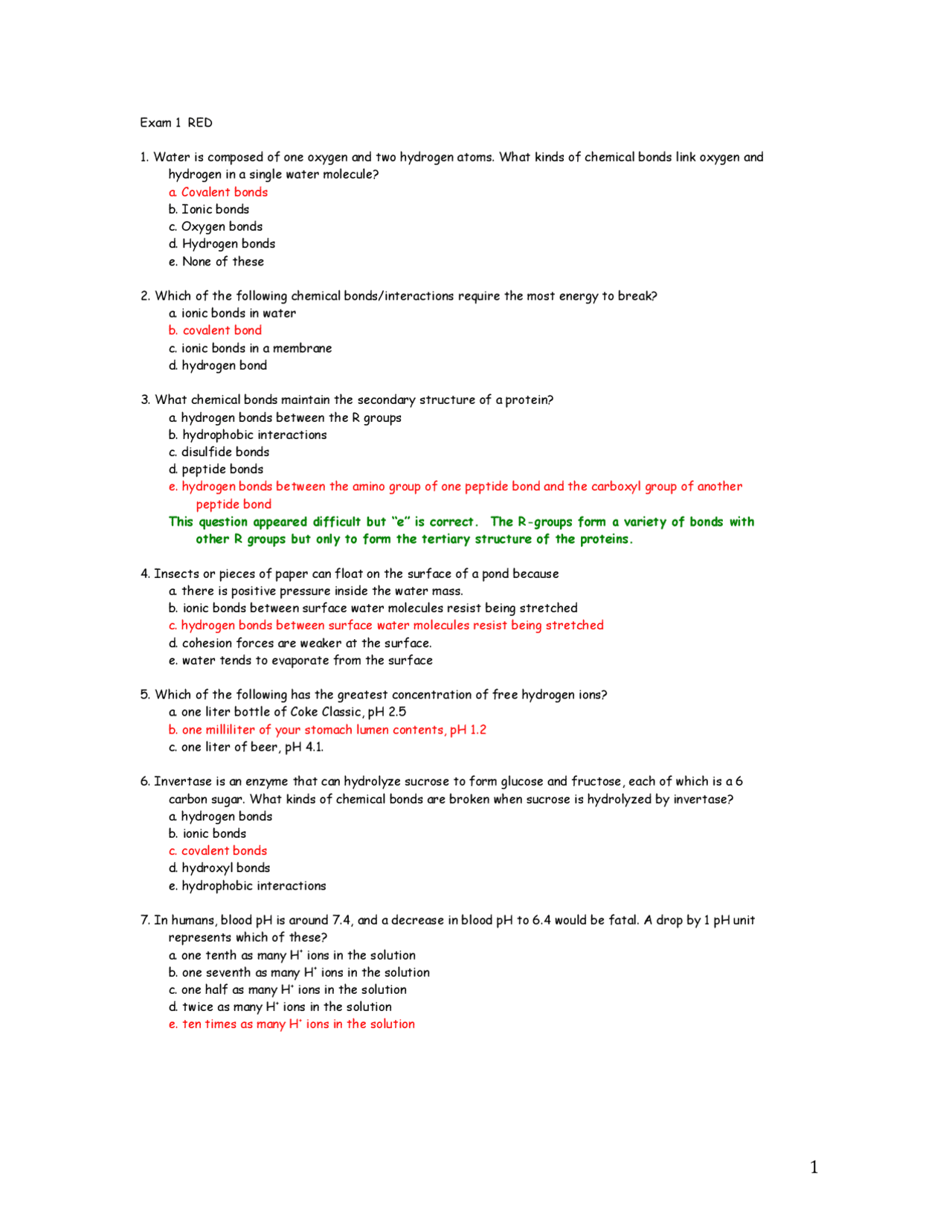 DNA, RNA and molecules: correction of exercises for exam | BIOL 150 ...
