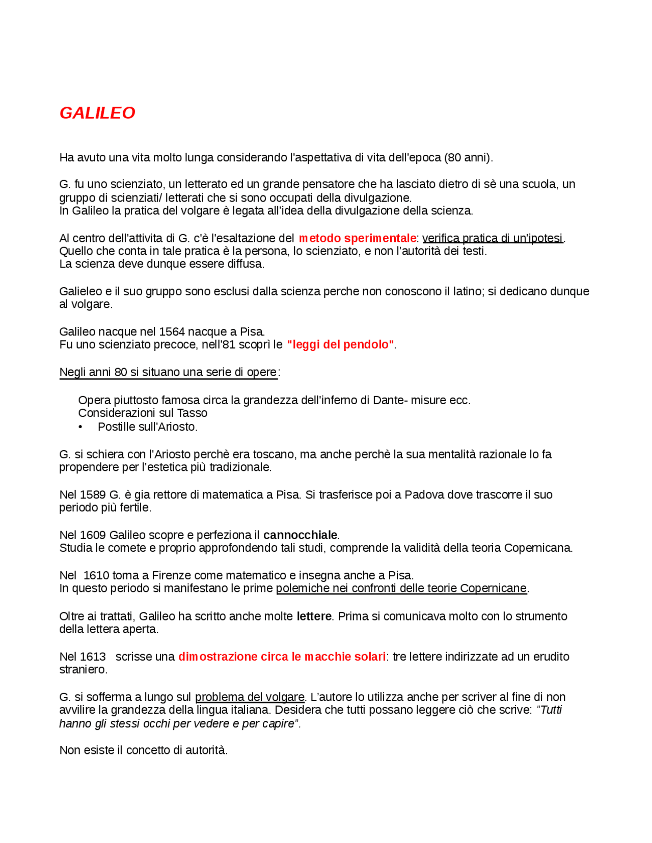 Galilei Docsity
