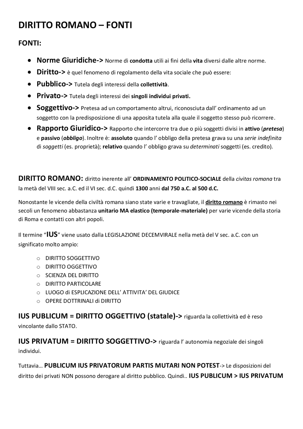 Diritto Romano Fonti Docsity