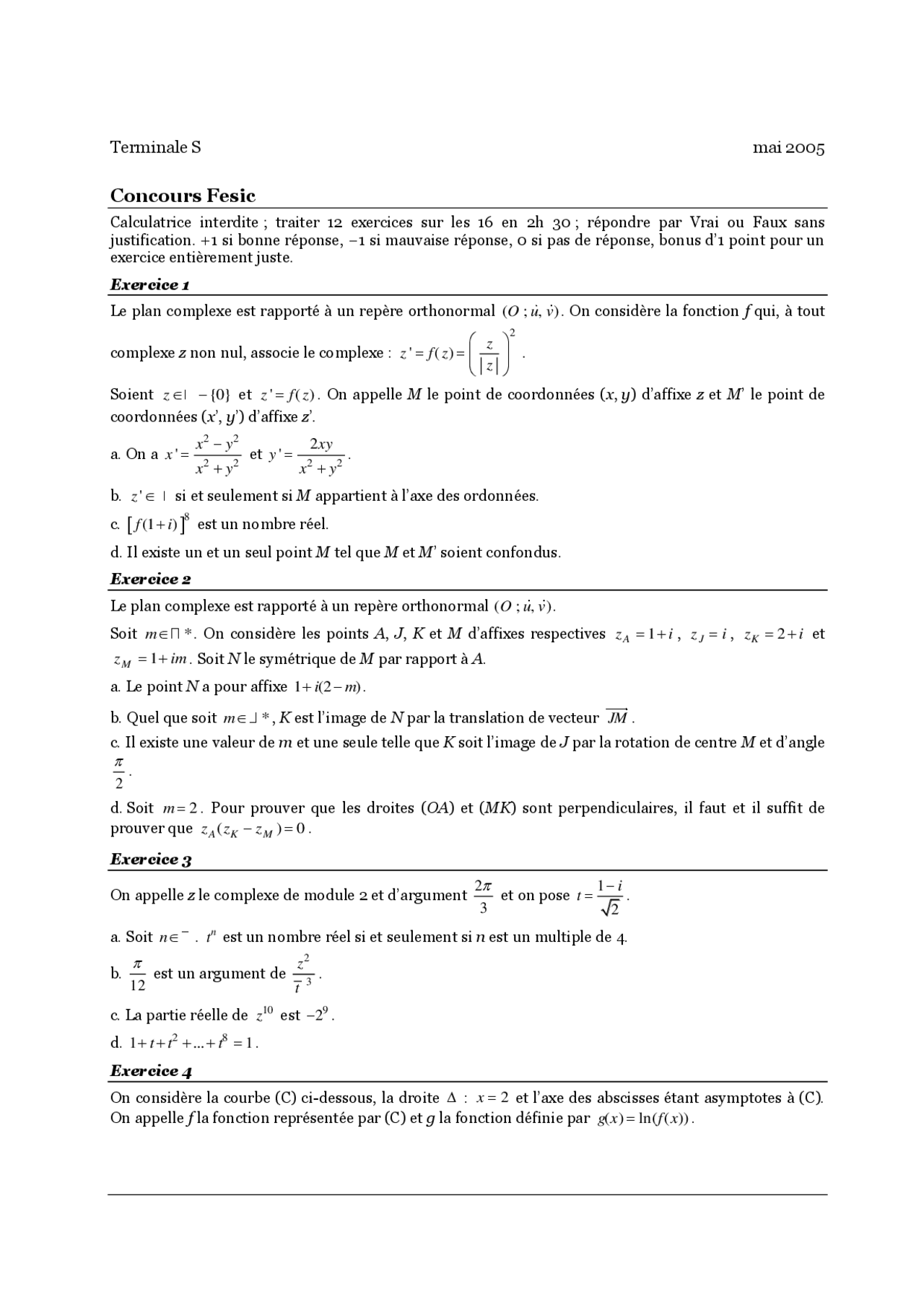 Sciences statistiques - Exercice 15 - Docsity