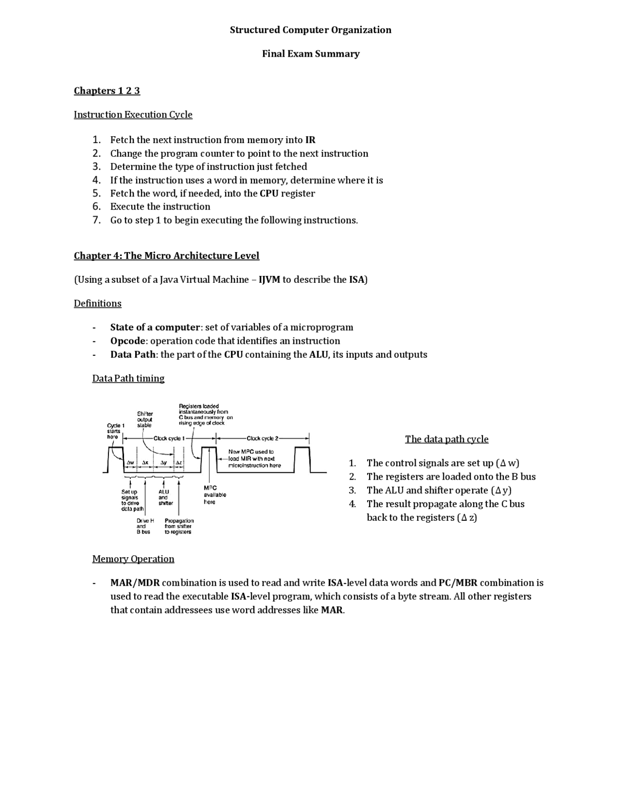 Final Exam Summary Structural Computer Organization Cda 4101 Docsity