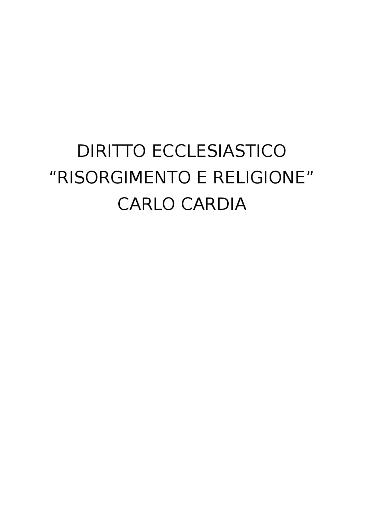 Risorgimento e religione - Docsity